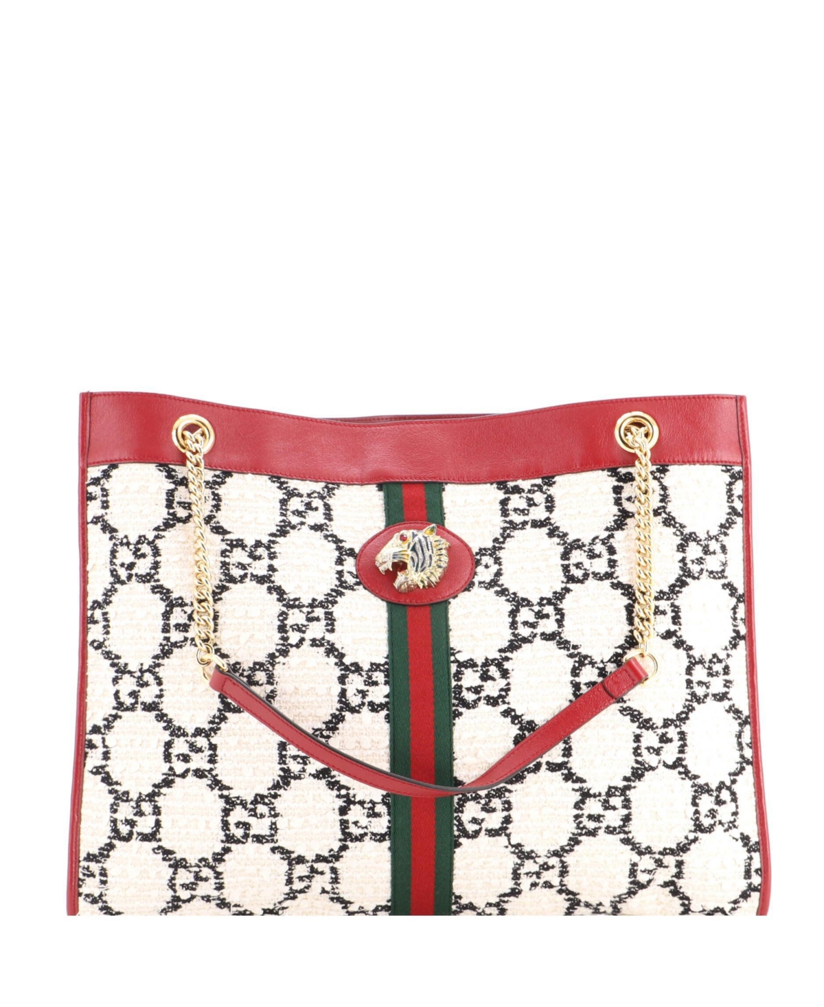 Click here for Pre-Owned Gucci Large Rajah Chain Tote Gg Tweed -... prices