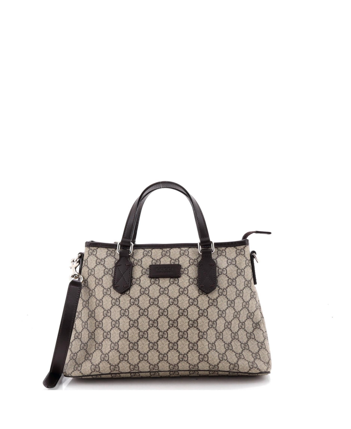 Click here for Pre-Owned Gucci Small Convertible Zip Tote Gg Coat... prices