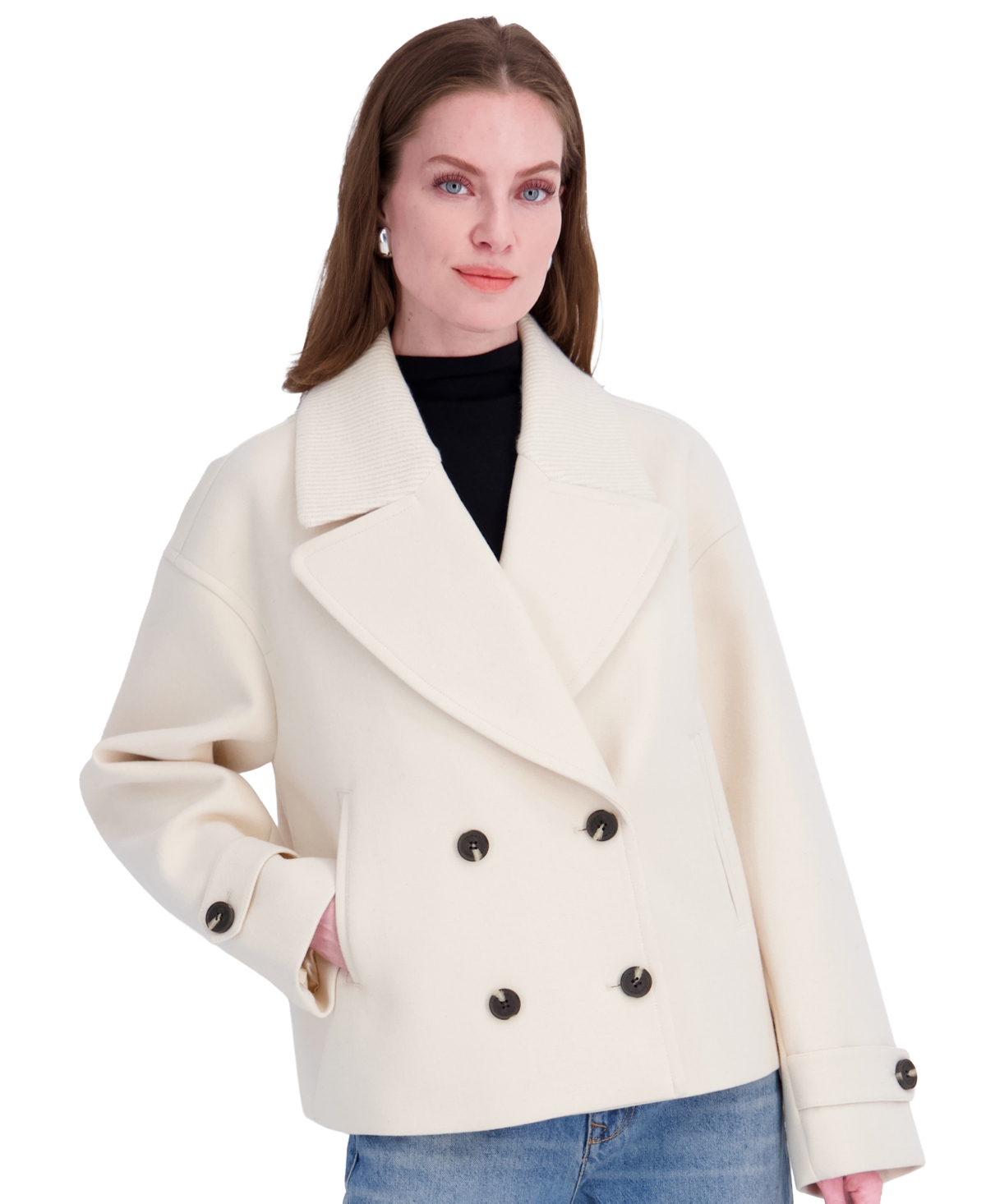 Click here for Tahari Womens Double-Breasted Notch-Collar Cropped... prices
