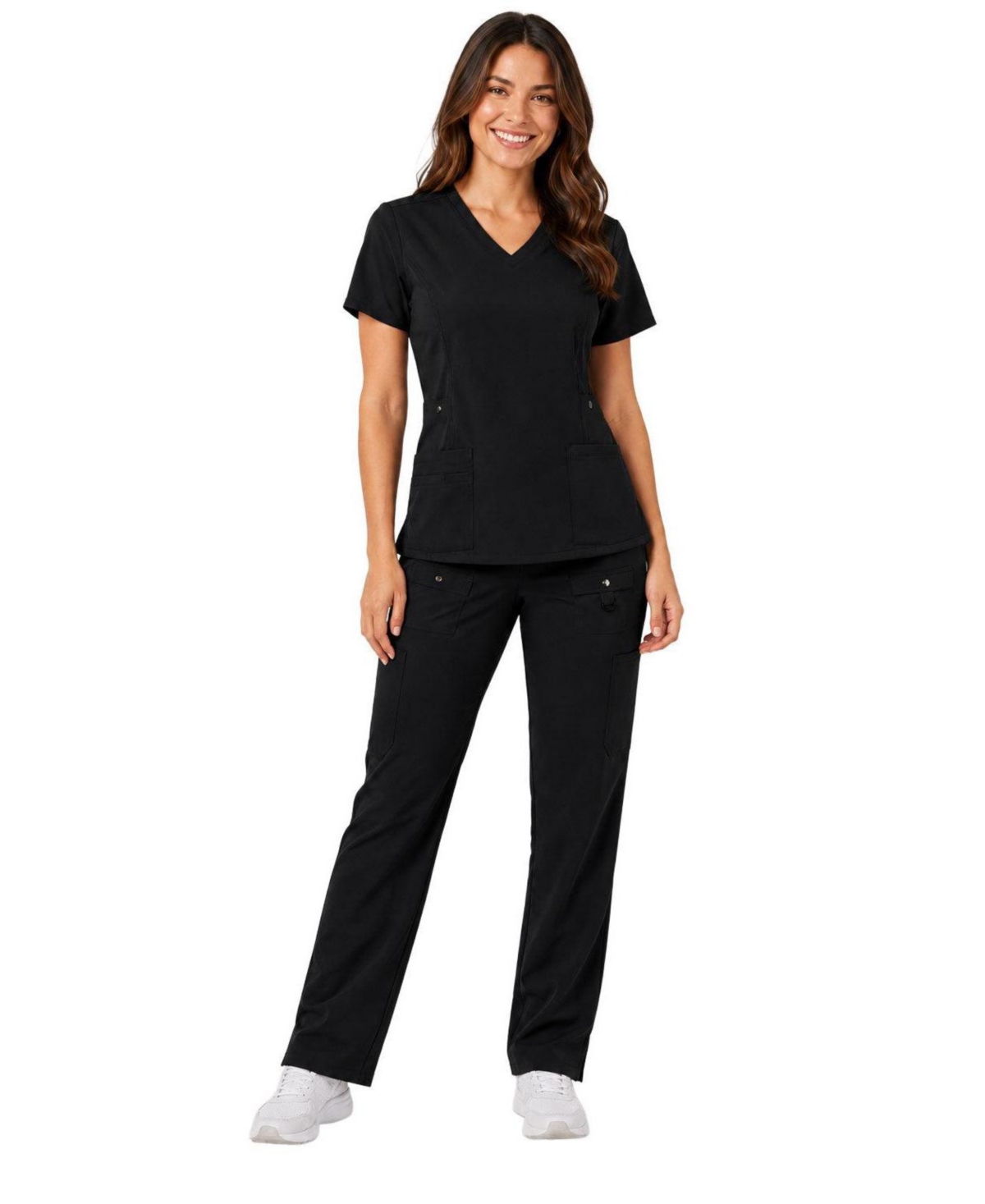 Click here for Medgear Womens Vivian V-Neck 6-Pocket Straight-Leg... prices