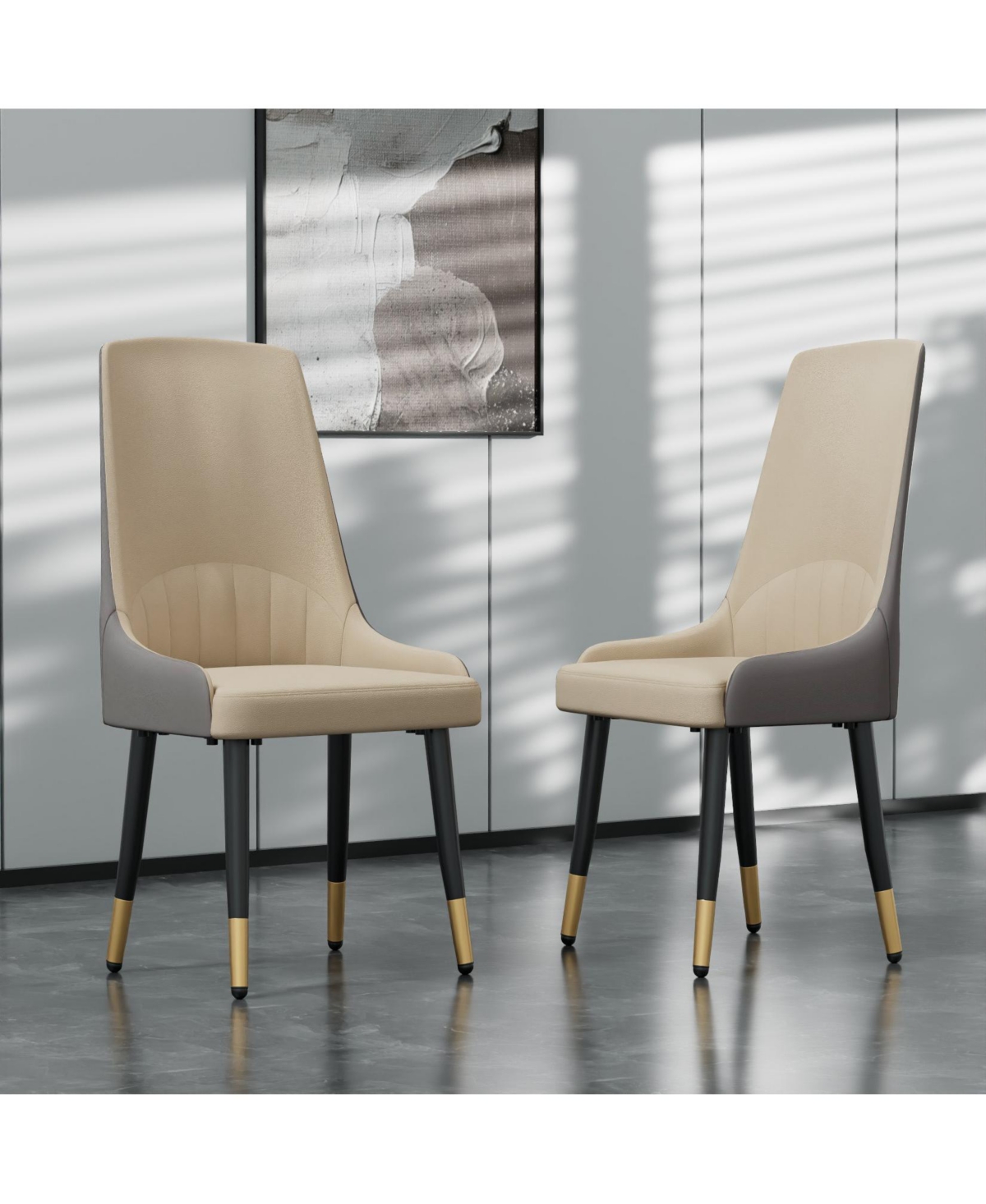 Click here for Unho Set Of 2 Upholstered Leather Dining Chairs wi... prices