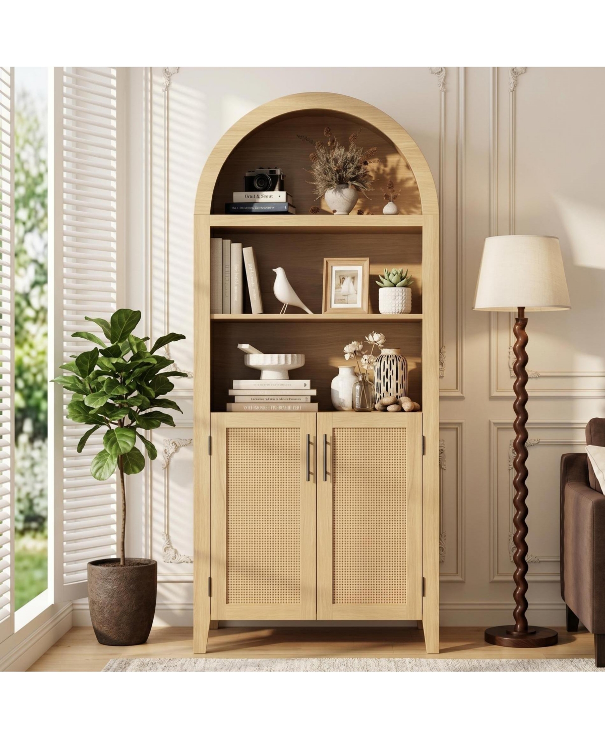 Click here for gaomon 5-Tier Open Display Shelf with Rattan Decor... prices