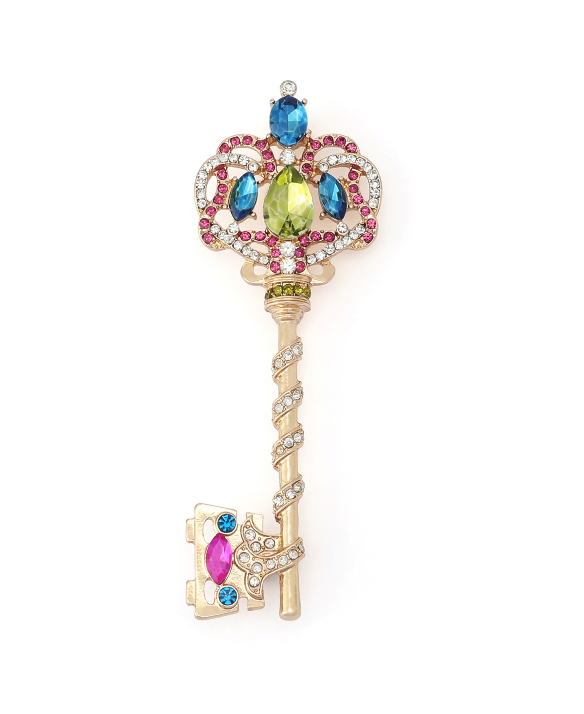 Click here for Betsey Johnson Faux-Stone Queen Key Brooch - Multi... prices