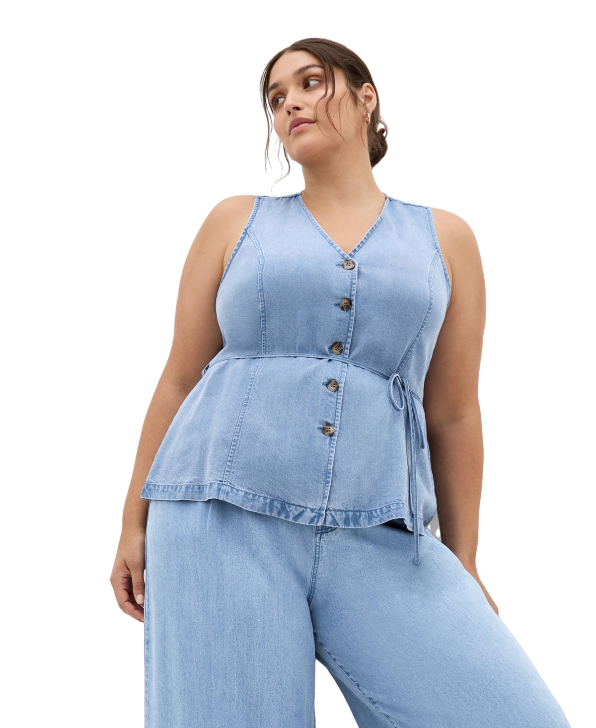 Click here for City Chic Womens Plus Size Evani Soft Denim Vest -... prices