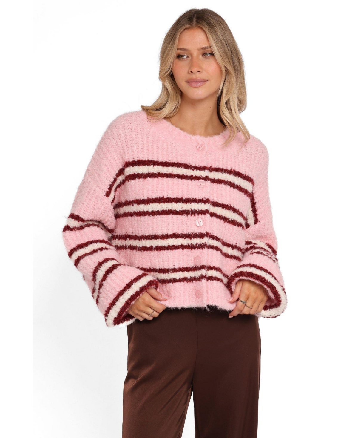 Click here for Petal and Pup Womens Albertine Cardigan - Pink str... prices