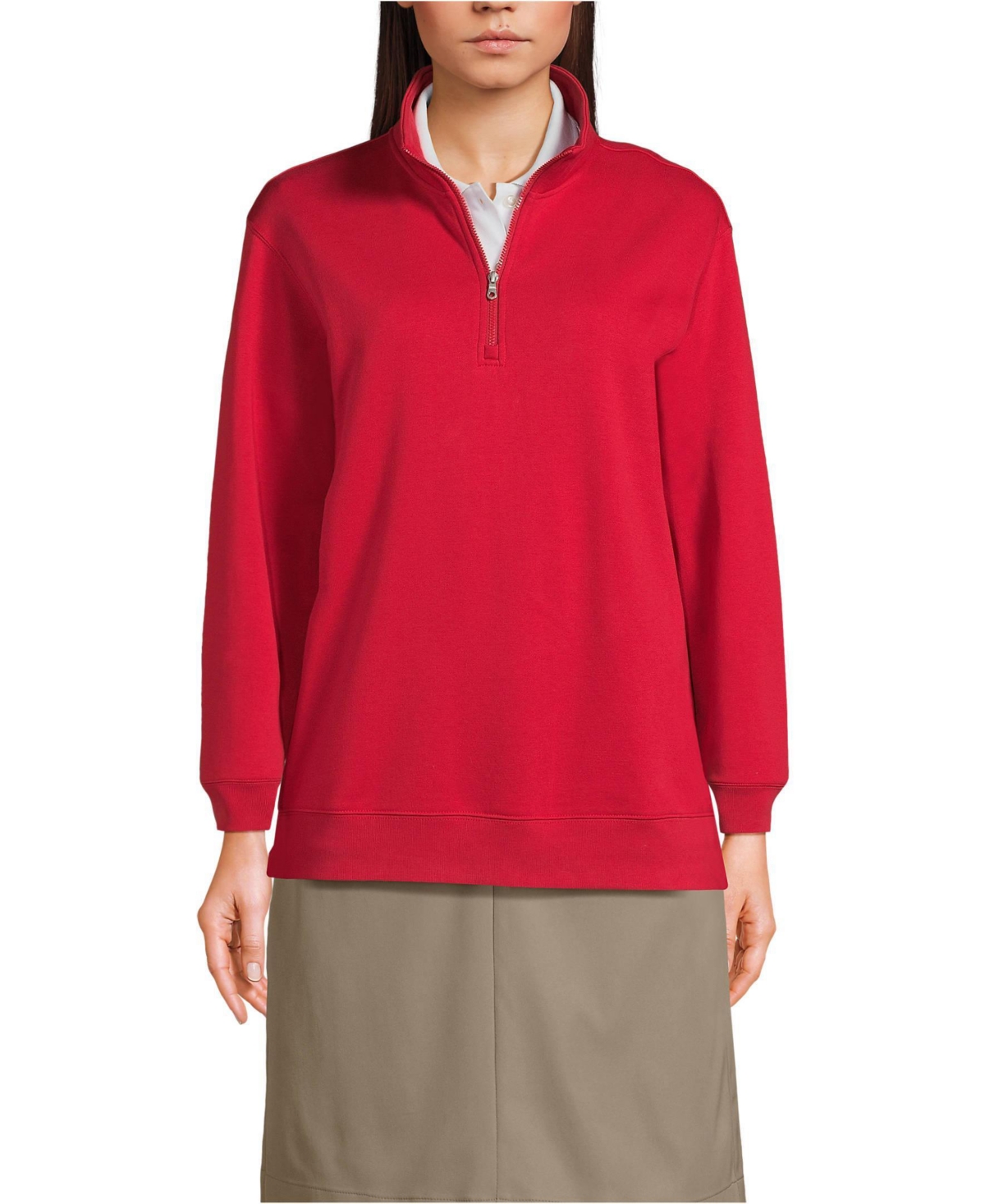 Click here for Lands End Womens Quarter Zip Sweatshirt - Red prices