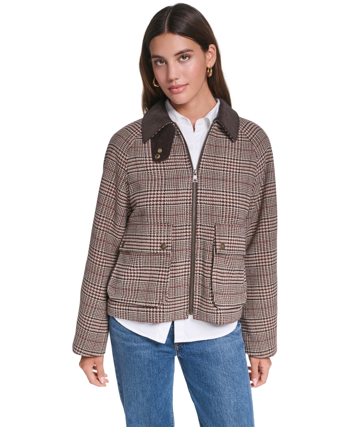 Click here for Levis Womens Plaid Wool-Blend Zip-Front Jacket - B... prices