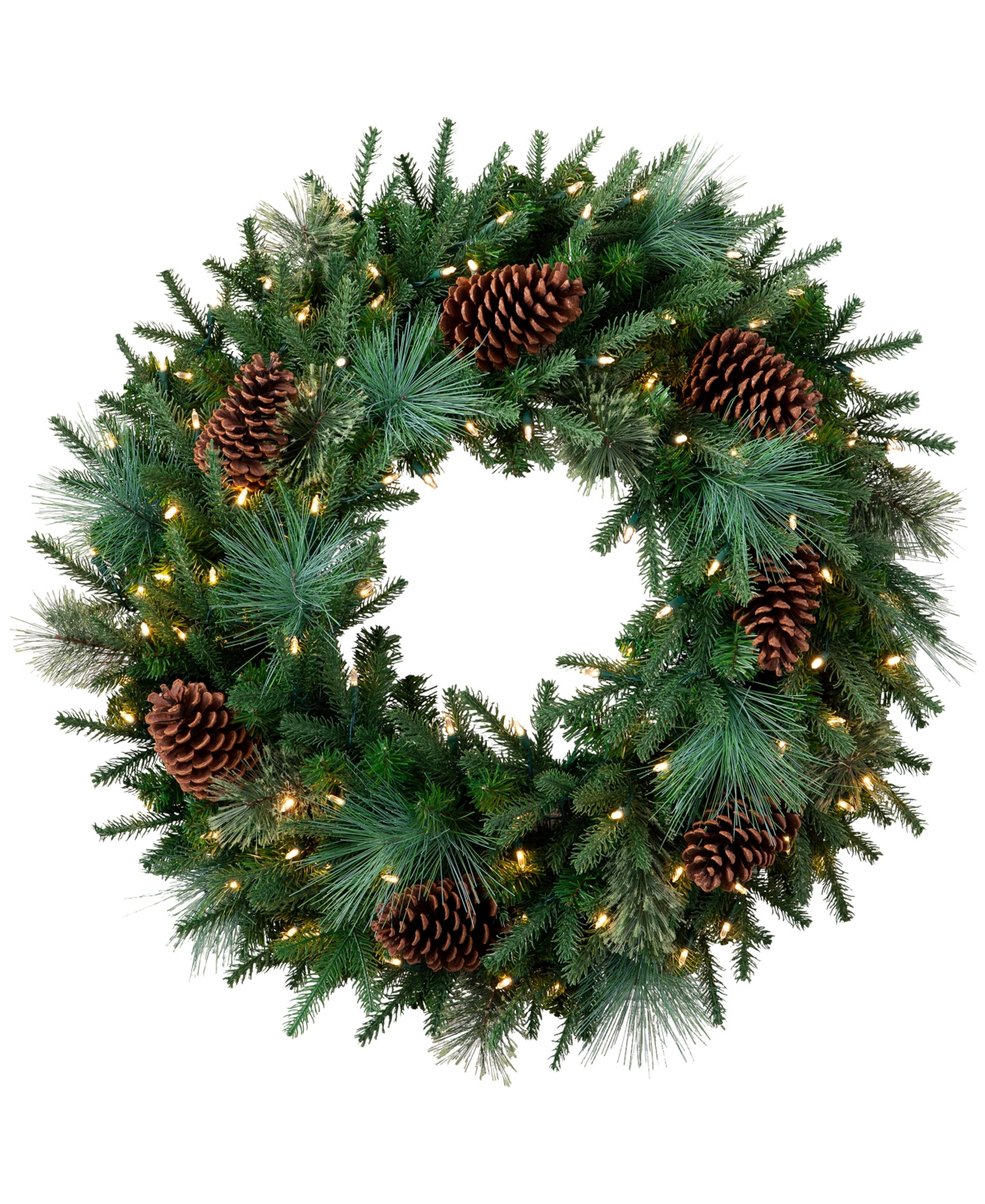 Click here for Balsam Hill 30 Mixed Pre-Lit Wreath - Green prices