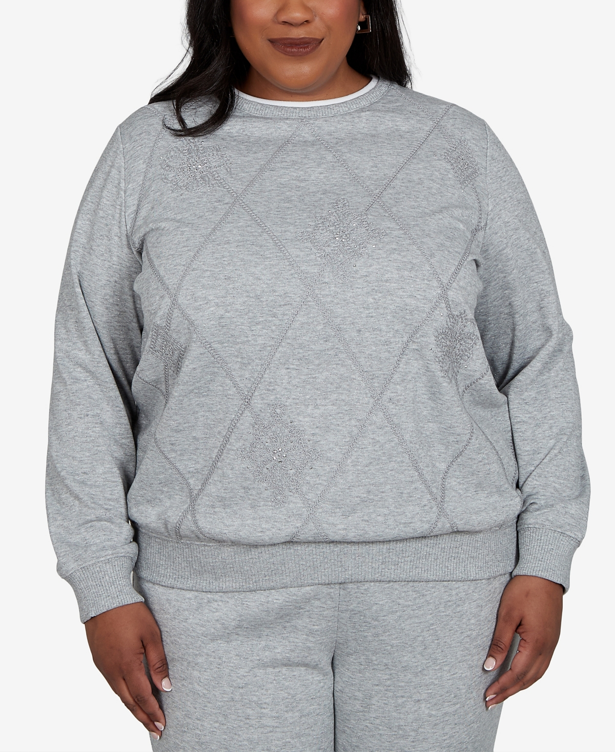 Click here for Alfred Dunner Plus Size Crewneck Long-Sleeve Argyl... prices