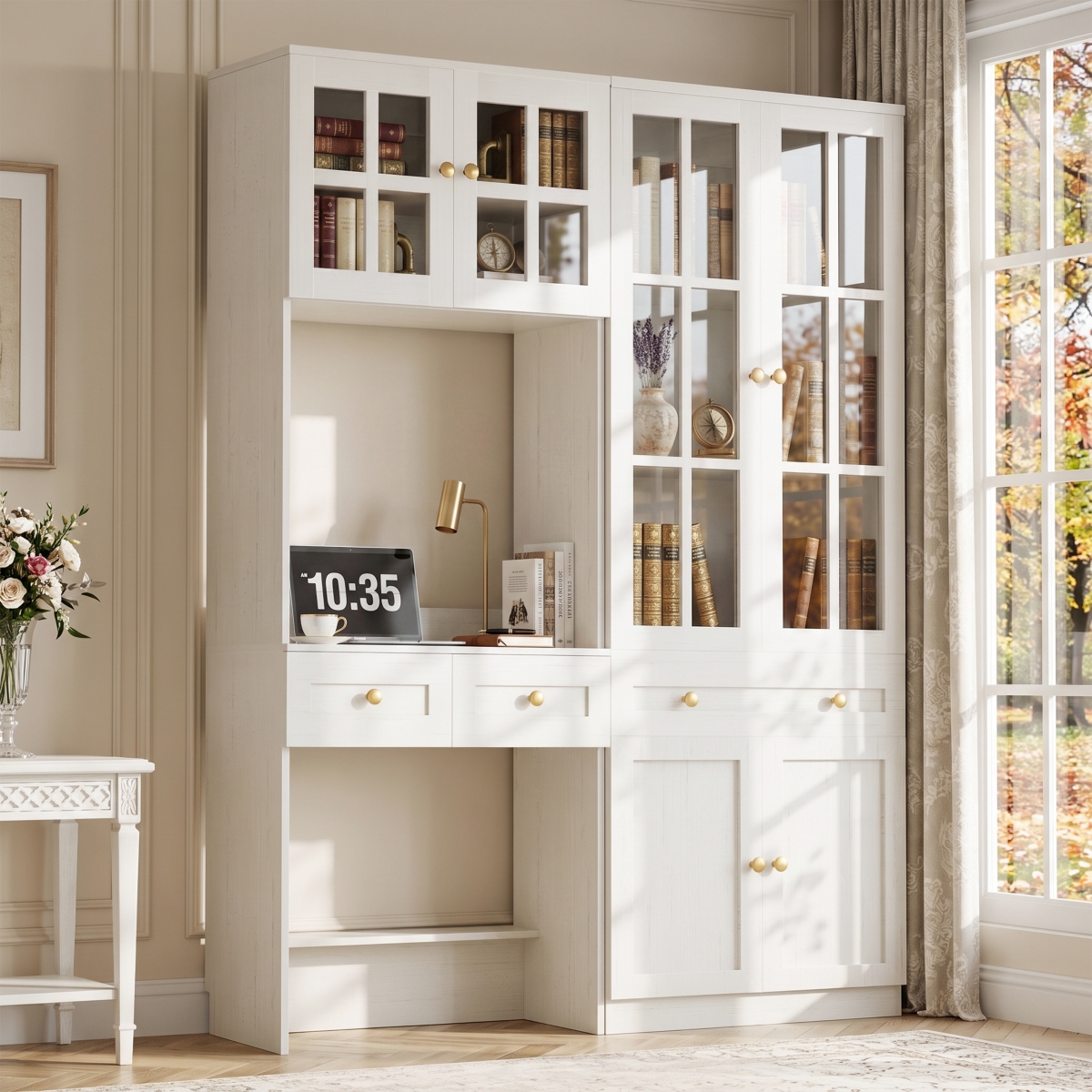 Click here for Aheaplus Farmhouse Cabinet with Glass Hutch and Wr... prices
