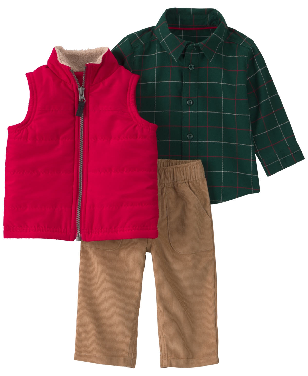 Click here for Carters Baby Boys Plaid Twill Vest  Long-Sleeve Sh... prices