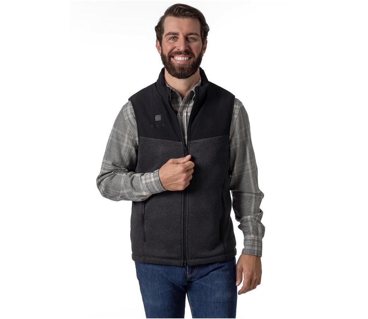 Click here for ororo Mens 4-Zone Sweater Heated Fleece Vest - Bla... prices
