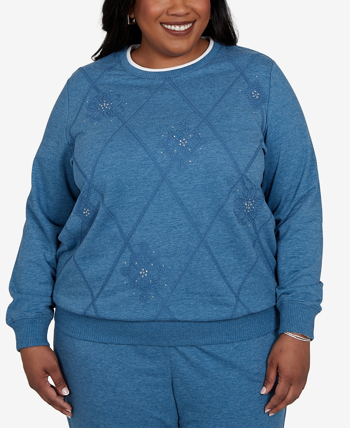 Click here for Alfred Dunner Plus Size Crewneck Long-Sleeve Argyl... prices