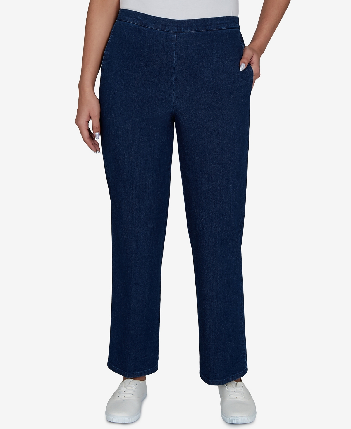 Click here for Alfred Dunner Petite Pull-On Straight Denim Pants... prices