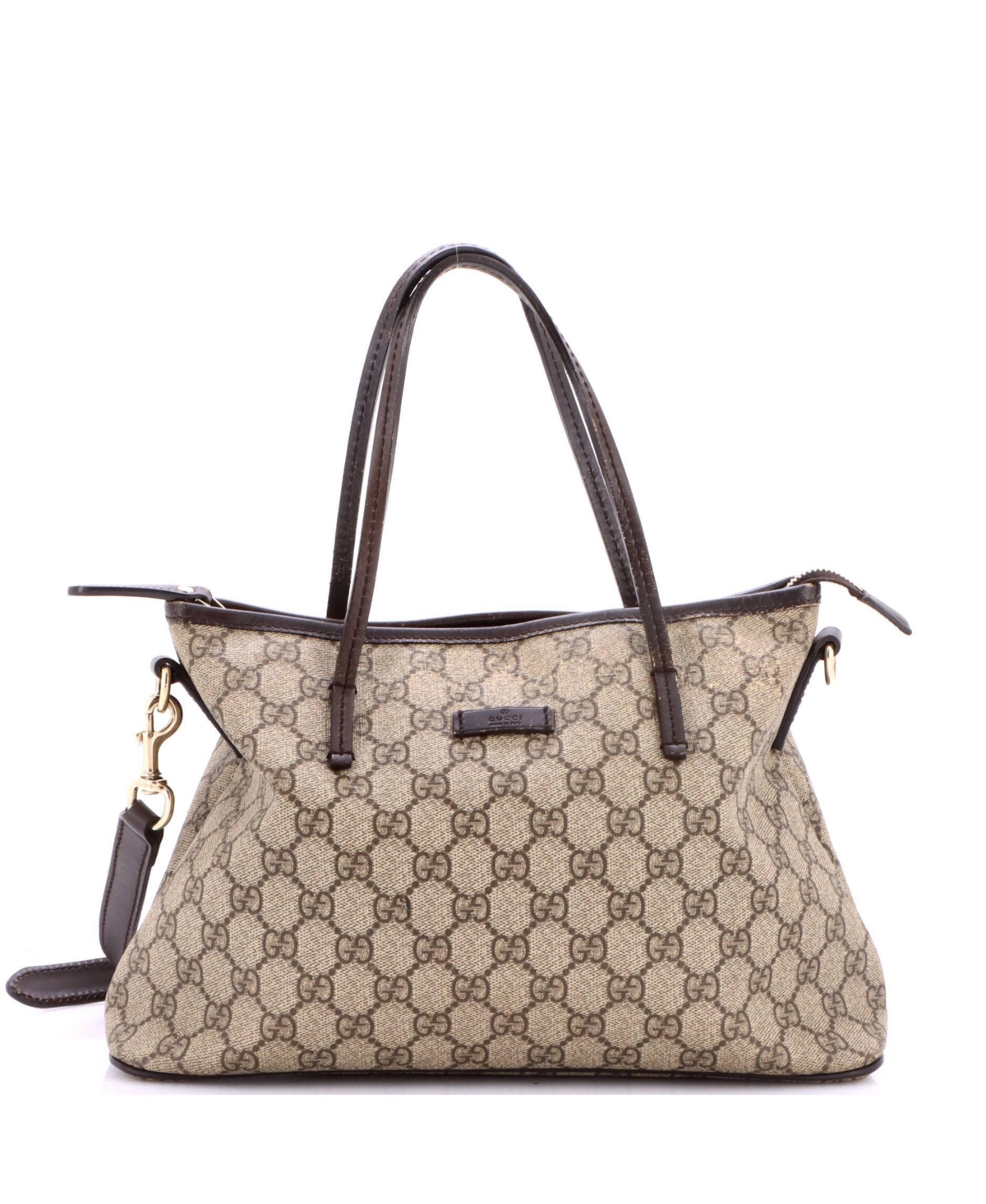 Click here for Pre-Owned Gucci Small Convertible Zip Tote Gg Coat... prices