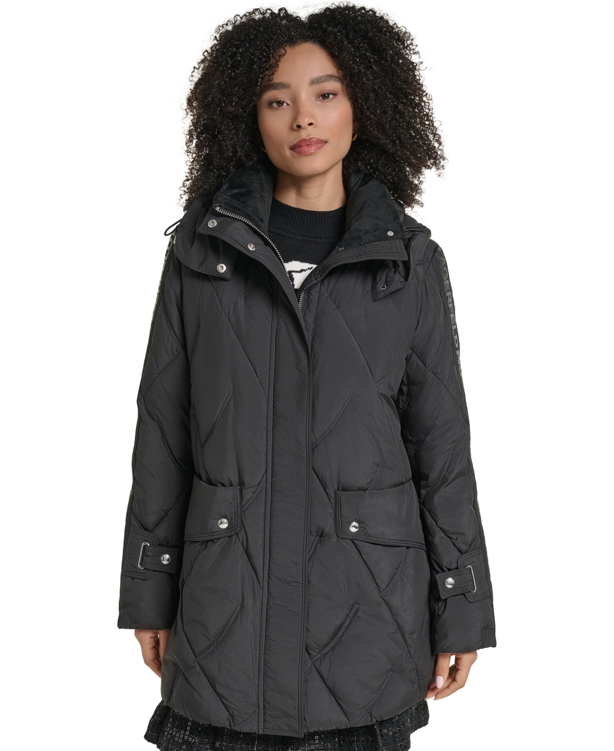 Click here for Karl Lagerfeld Paris Womens Hooded A-Line Puffer C... prices