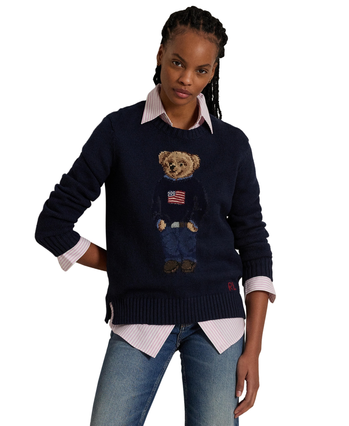 Click here for Polo Ralph Lauren Womens Polo Bear Linen-Cotton Cr... prices