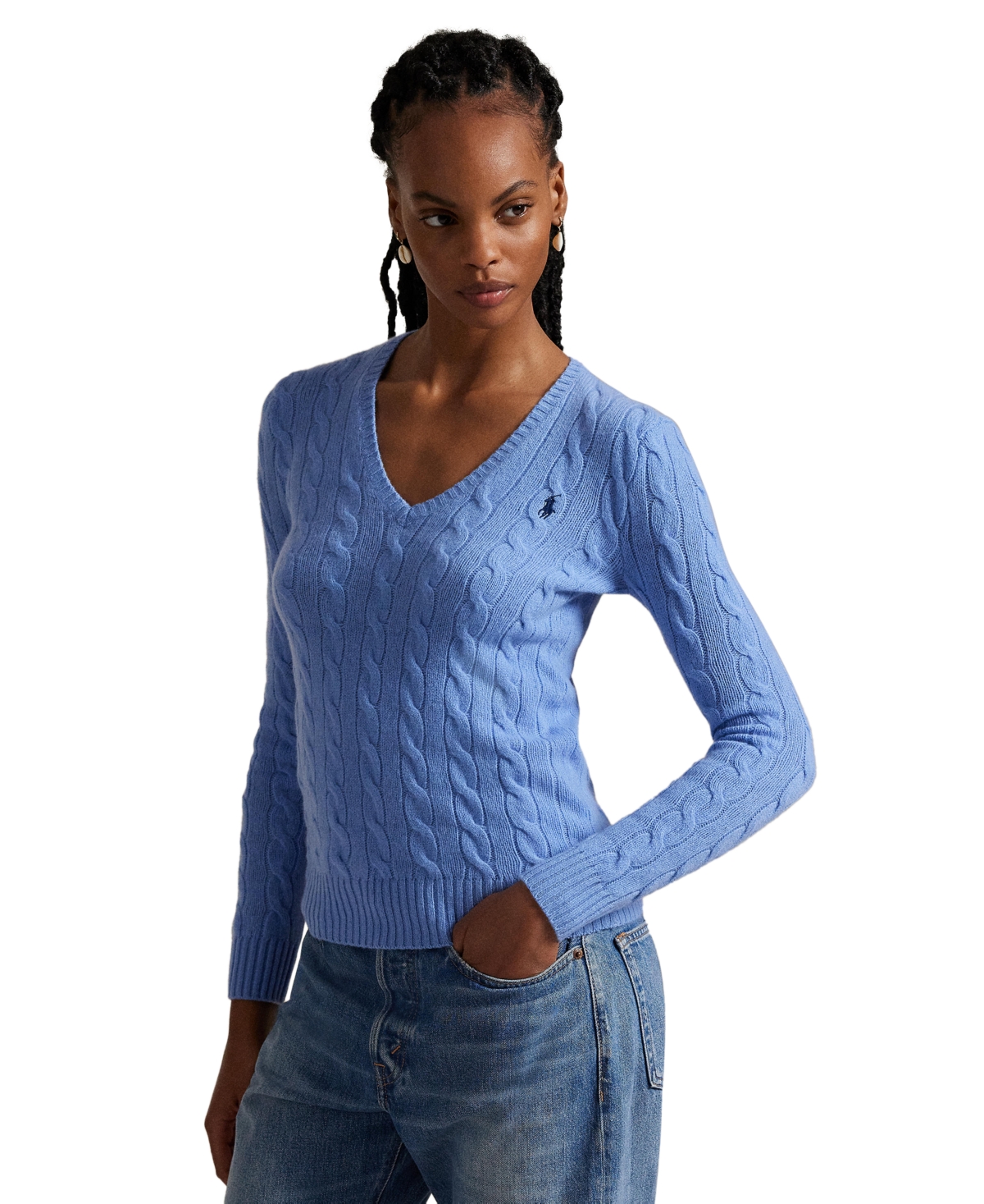 Click here for Polo Ralph Lauren Womens Cable-Knit Slim-Fit Sweat... prices