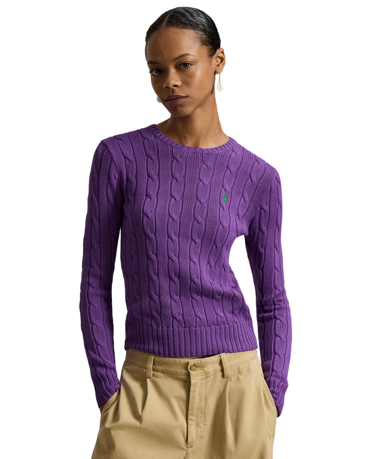 Click here for Polo Ralph Lauren Womens Cable-Knit Cotton Crewnec... prices