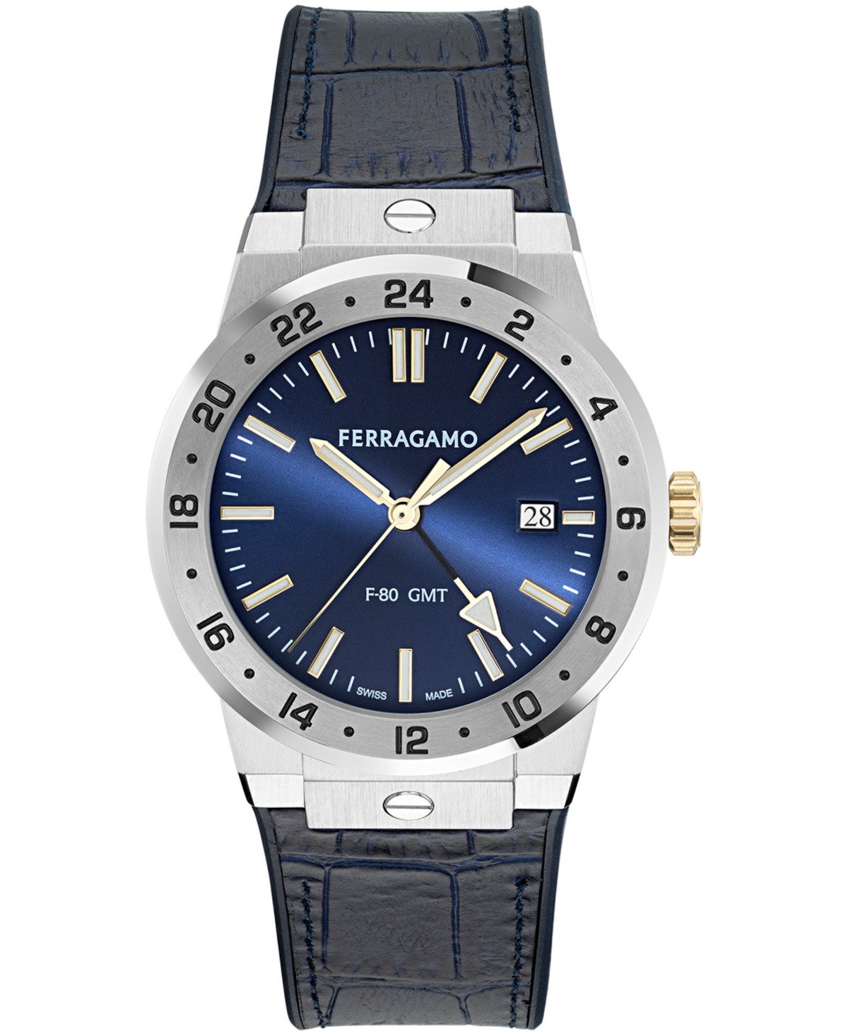 Click here for Ferragamo Mens Silver Stainless Steel Leather Stra... prices