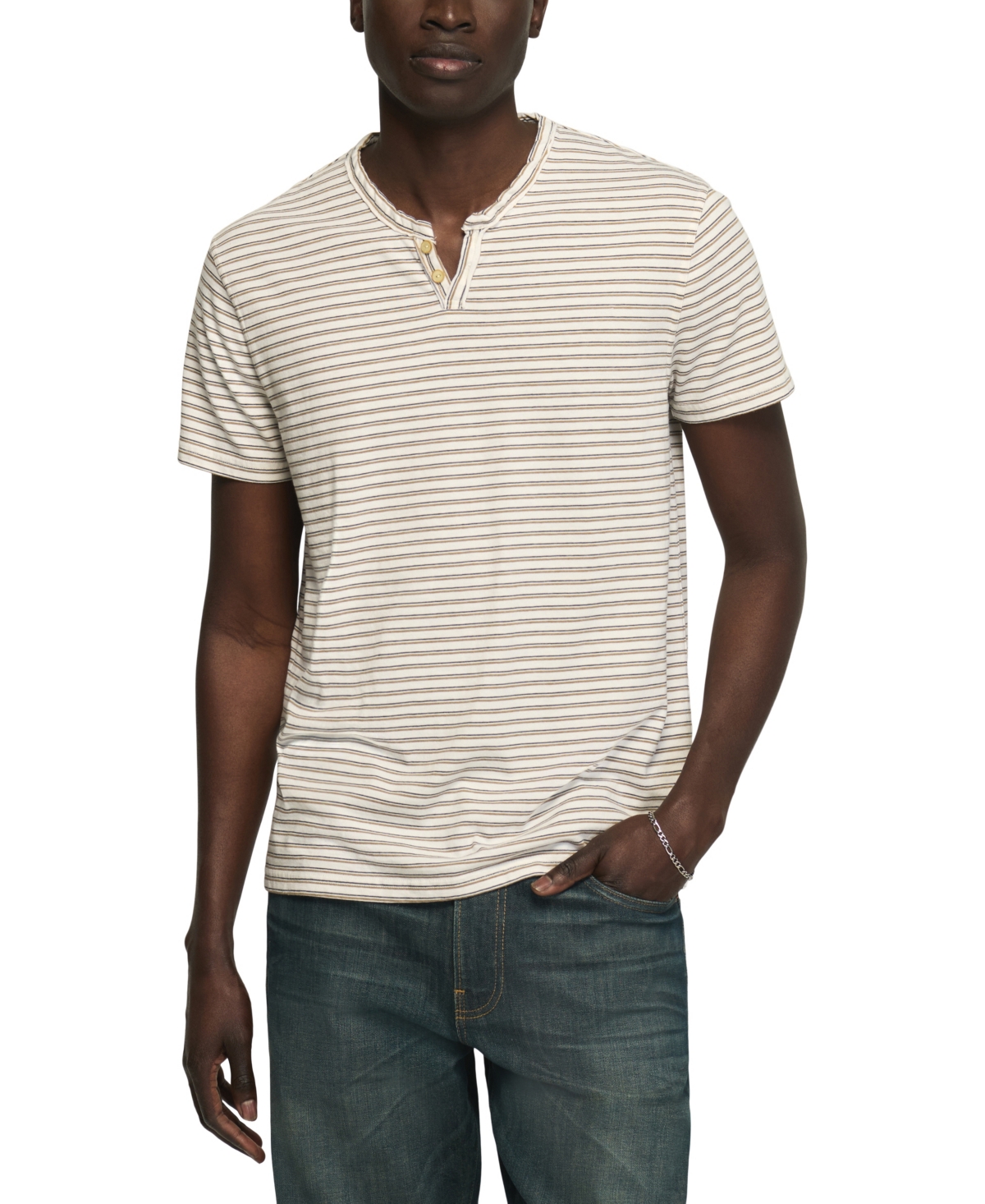 Click here for Lucky Brand Mens Striped Venice Burnout Notch Neck... prices
