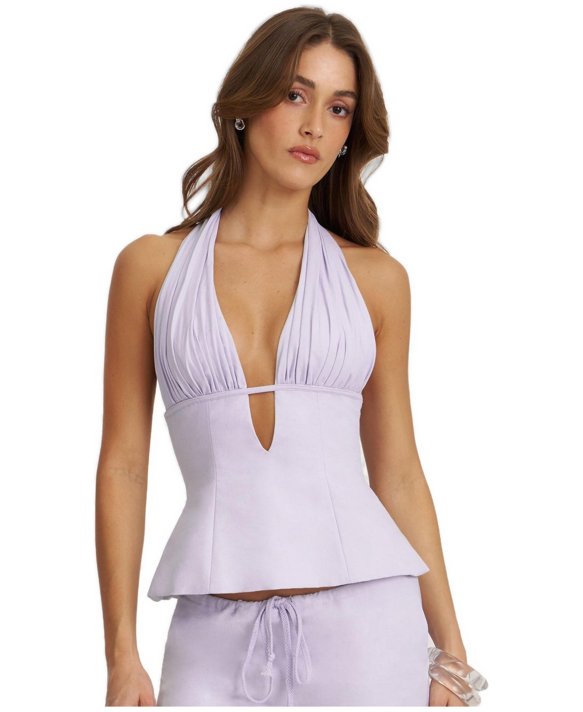 Click here for Miss Circle Womens Quinzella Linen Plunging Halter... prices