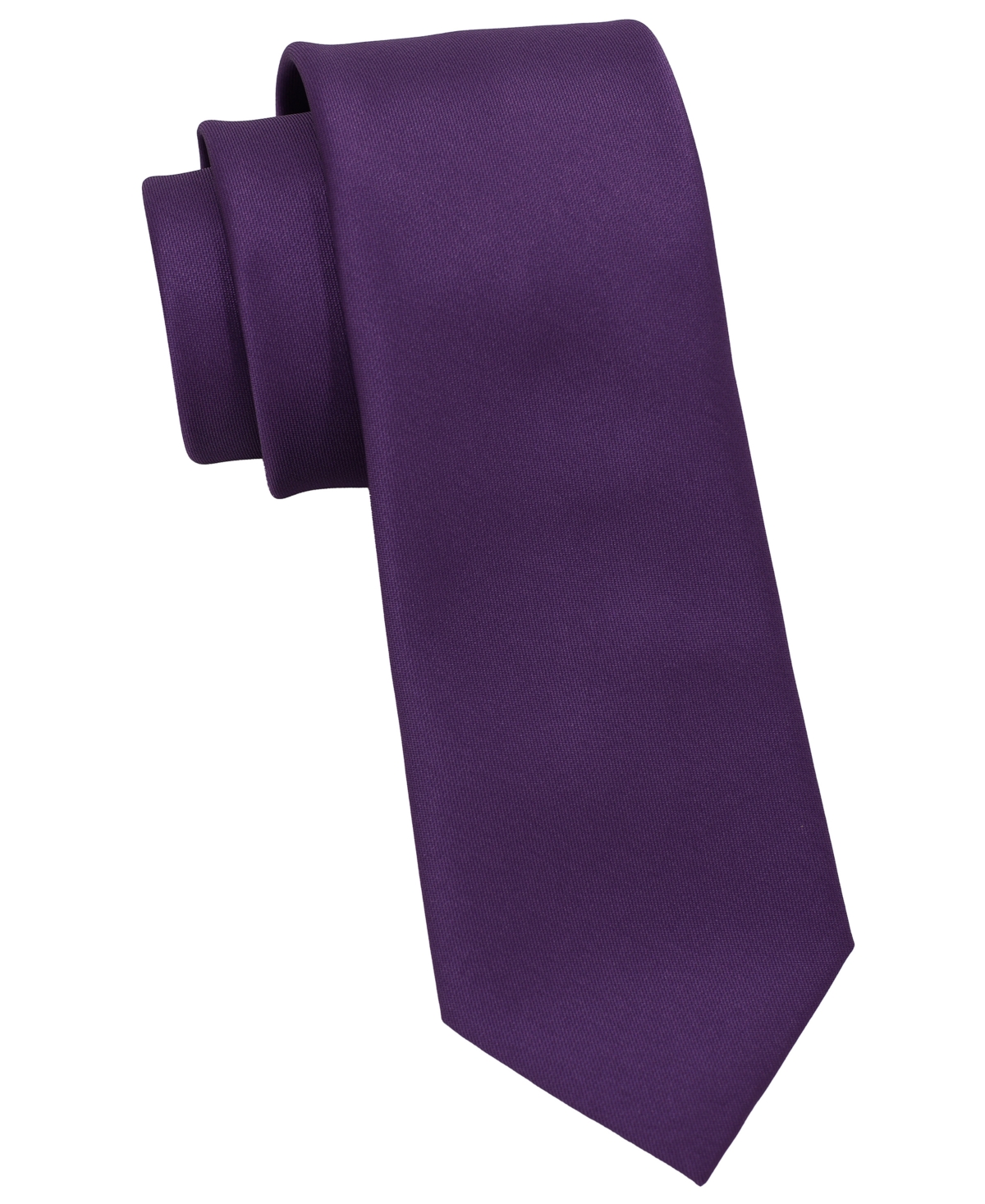 Click here for Dkny Mens Satin Solid Slim Tie - Purple prices