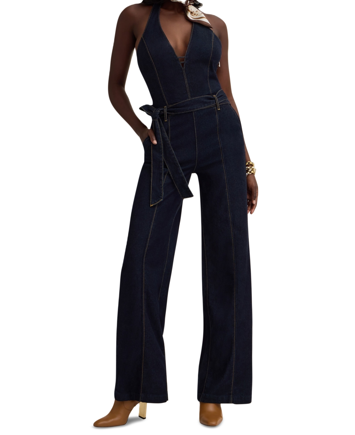 Click here for Guess Womens Emory Sleeveless Self-Tie Halter Deni... prices