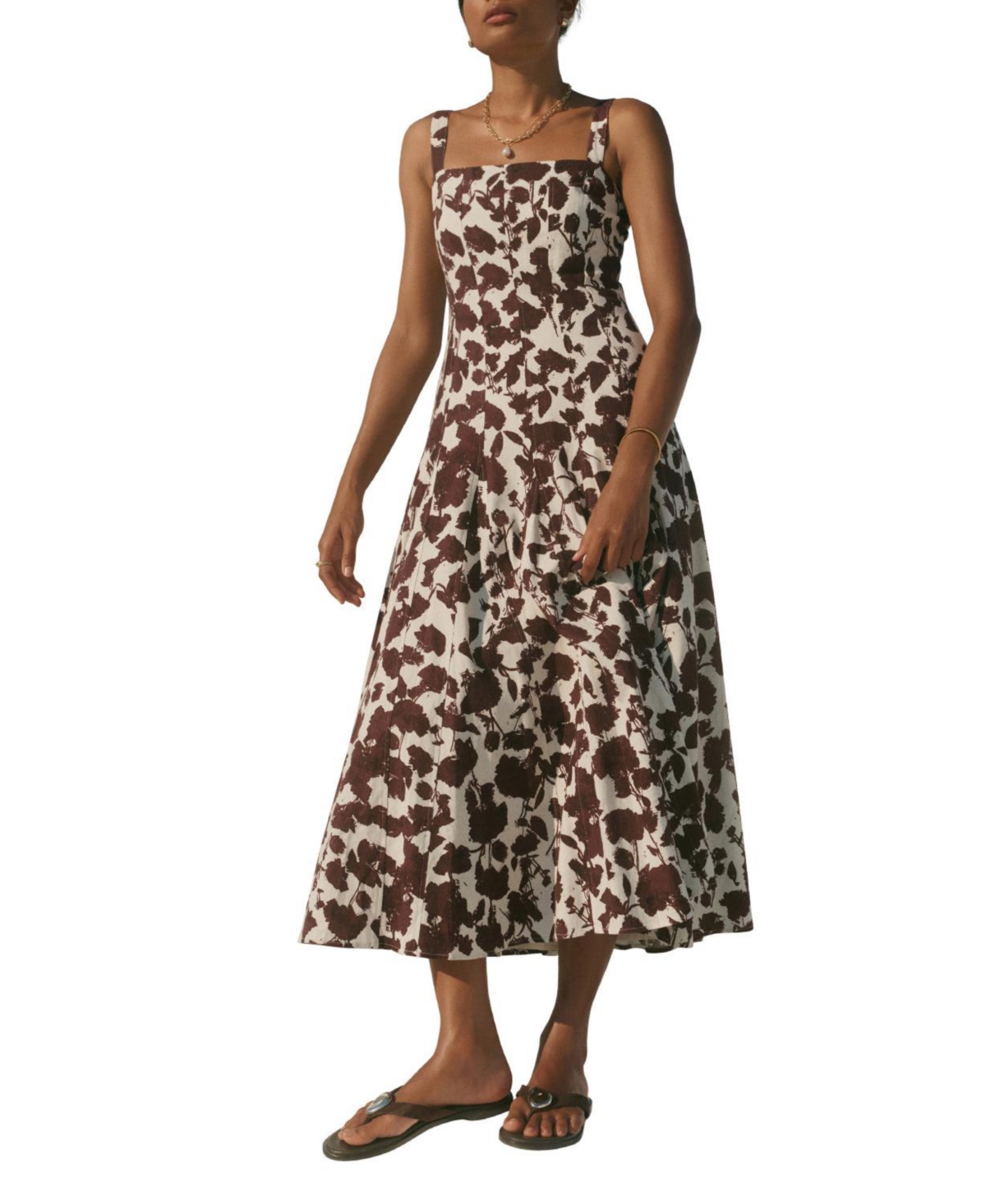 Click here for Mint Velvet Womens Linen Blend Printed Midi Dress... prices