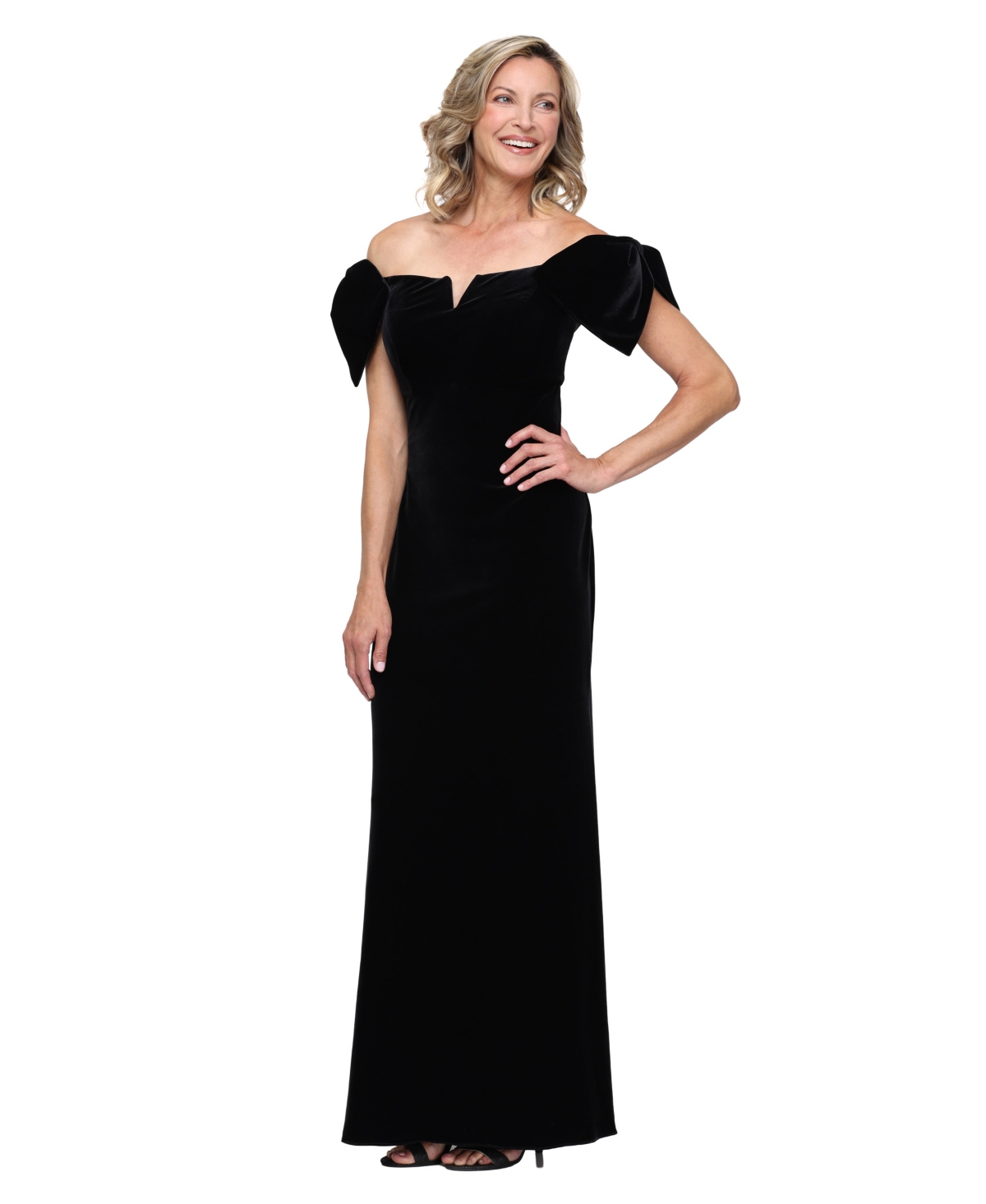 Click here for Alex Evenings Womens Off-the-Shoulder Velvet Bow D... prices