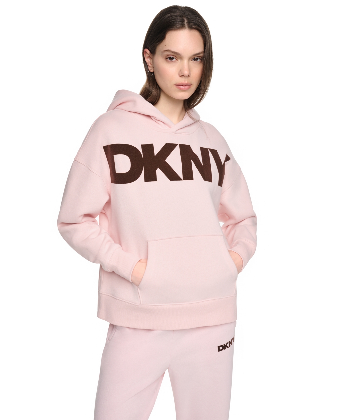 Click here for Dkny Sport Womens Flocked Logo Relaxed-Fit Hoodie... prices