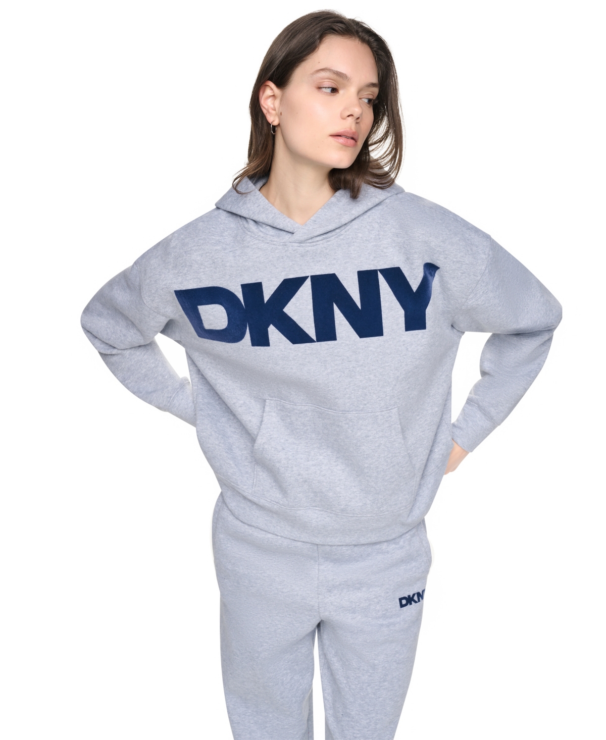 Click here for Dkny Sport Womens Flocked Logo Relaxed-Fit Hoodie... prices
