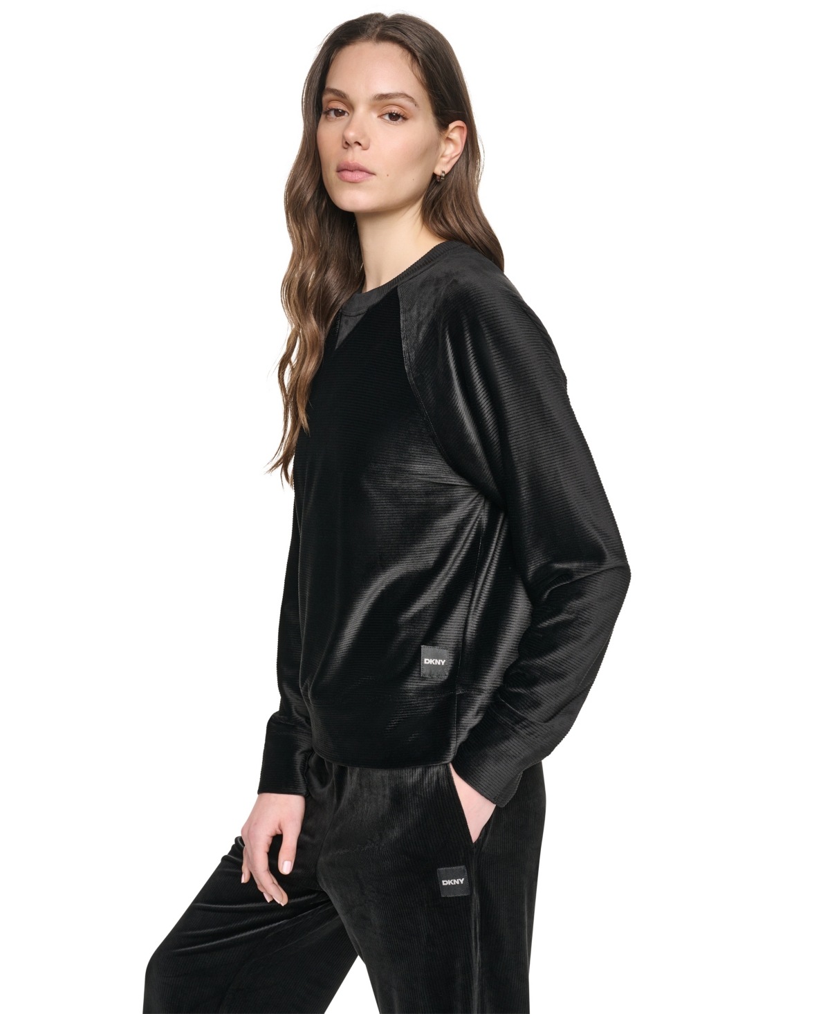 Click here for Dkny Sport Womens Velour Raglan Relaxed-Fit Pullov... prices