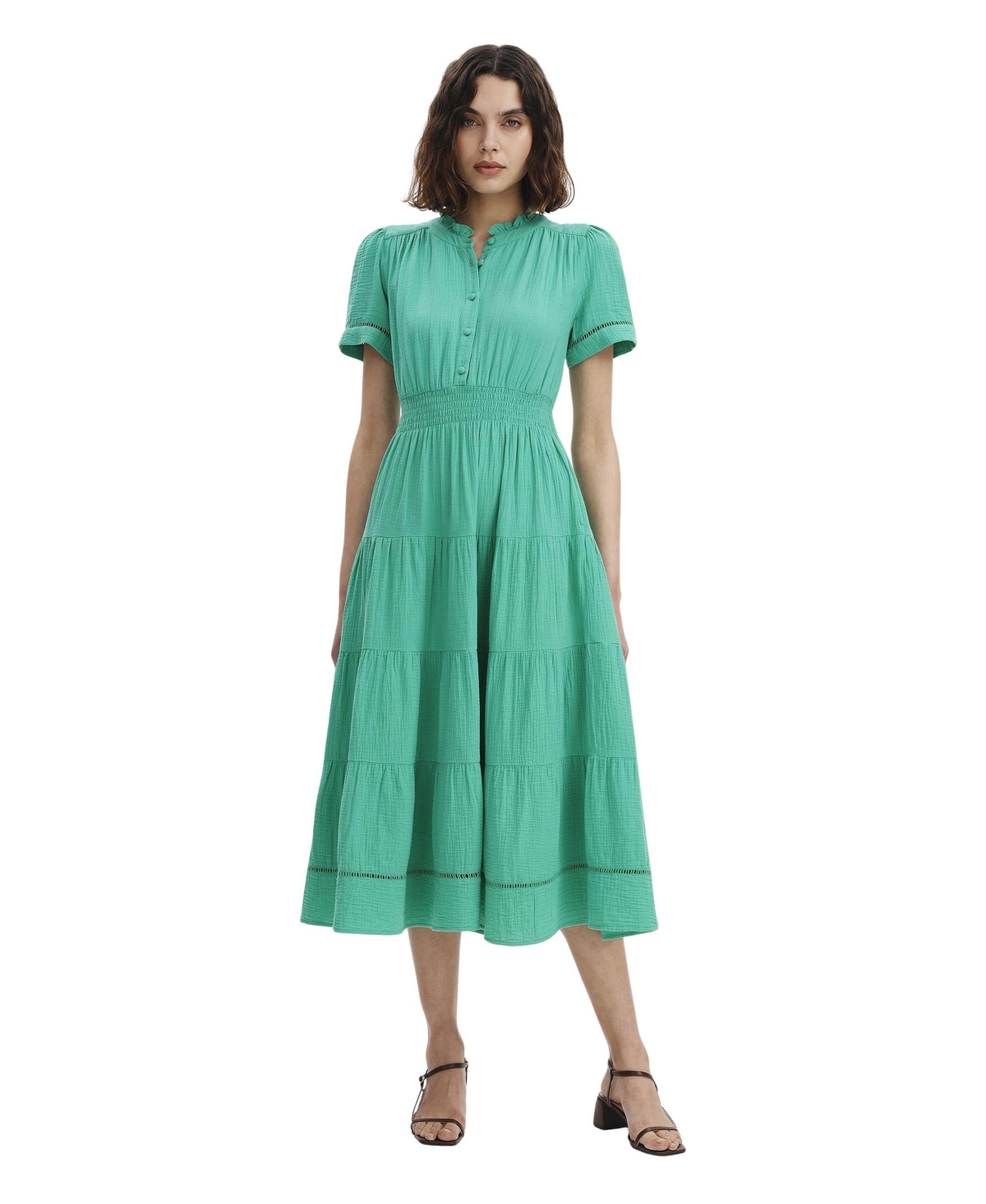 Click here for Finery London Womens Natalia Cheesecloth Midi Dres... prices