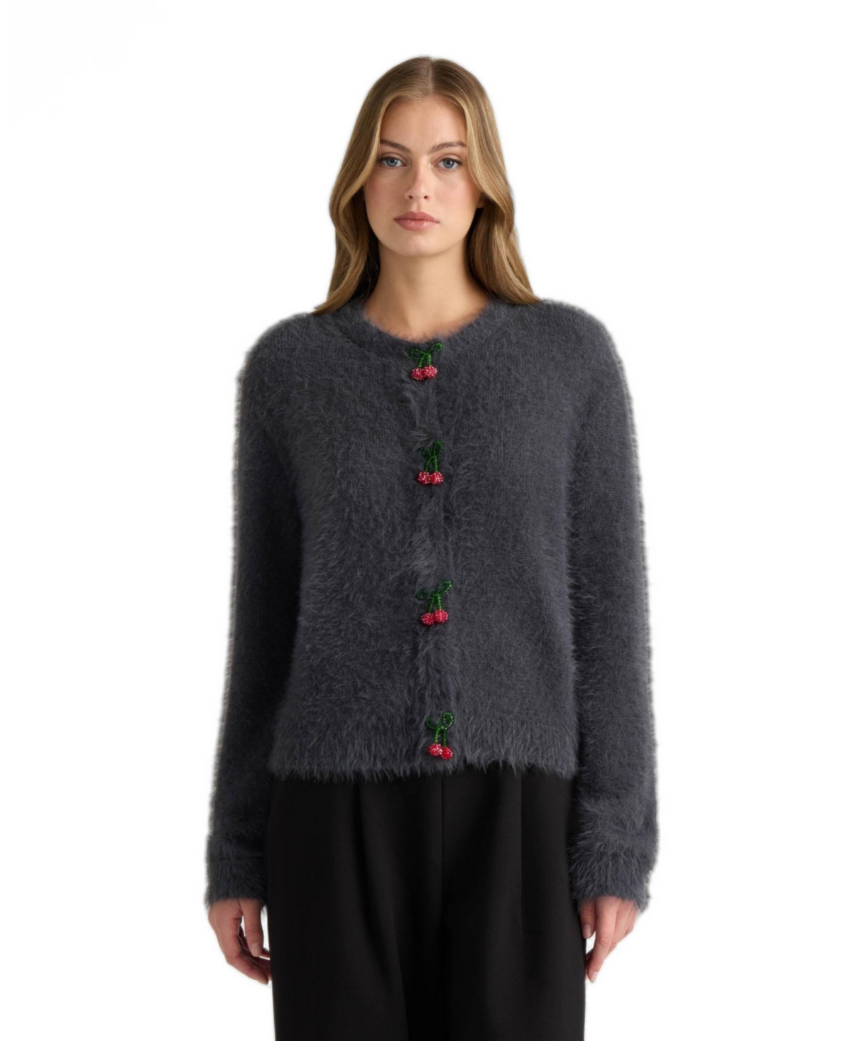 Click here for Nvlt Womens Cherry Front Cardigan - Medium grey mi... prices