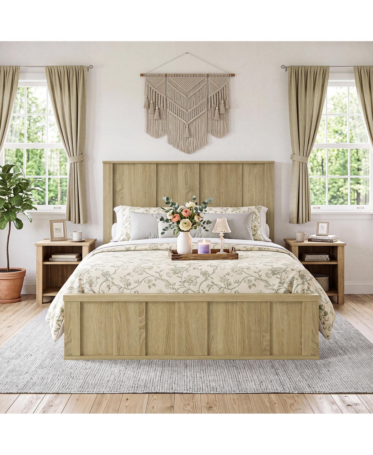 Click here for homfan Wooden Platform Bed Frame  Solid Wood Finis... prices