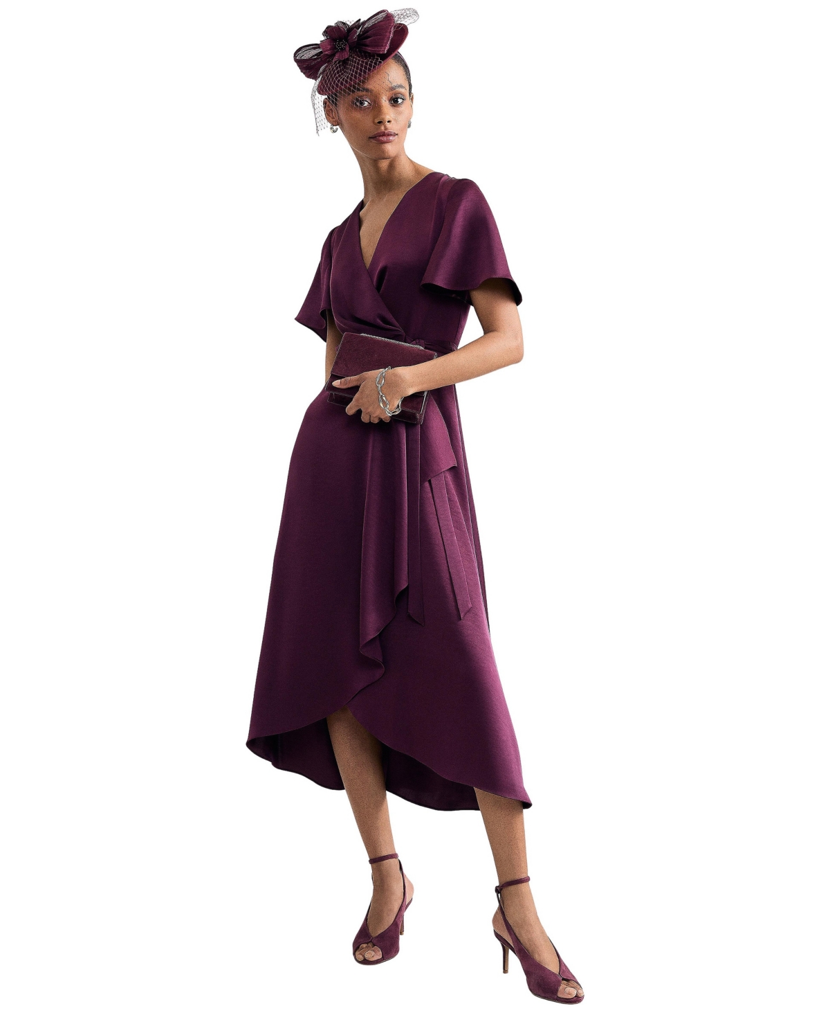 Click here for Phase Eight Womens Julissa Wrap Flutter-Sleeve Mid... prices