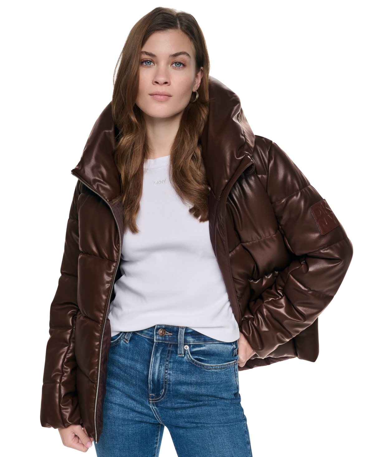 Click here for Dkny Jeans Womens Quilted Puffer W/ Drama Collar J... prices