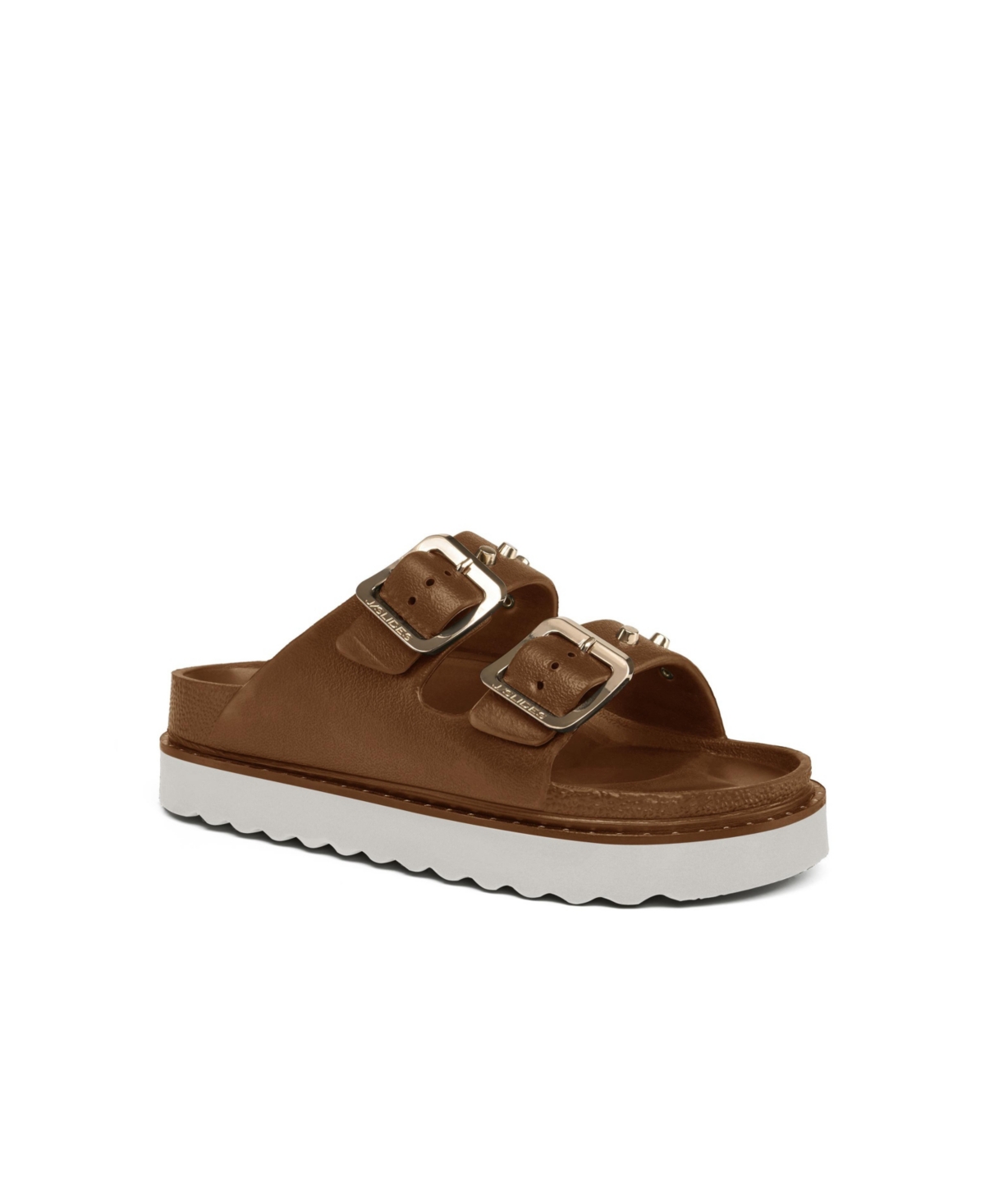 Click here for JSlides Womens Makri Buckle Slide Sandal - Bronze prices