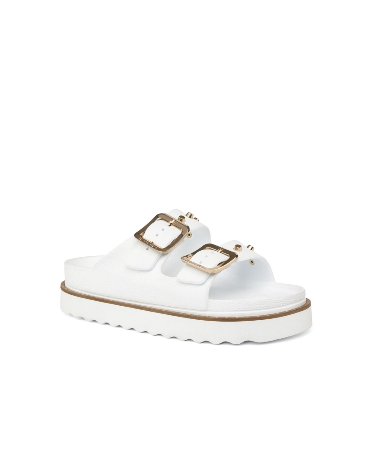 Click here for JSlides Womens Makri Buckle Slide Sandal - White prices