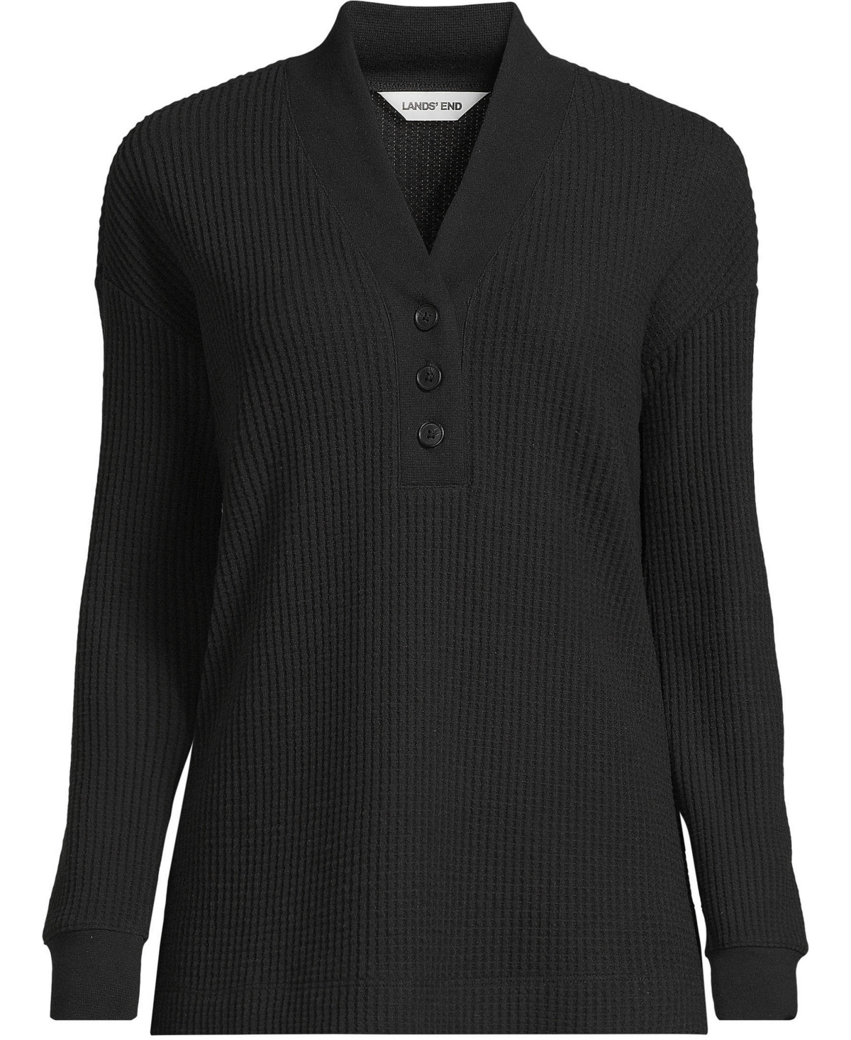 Click here for Lands End Plus Size Long Sleeve Waffle Shawl Colla... prices