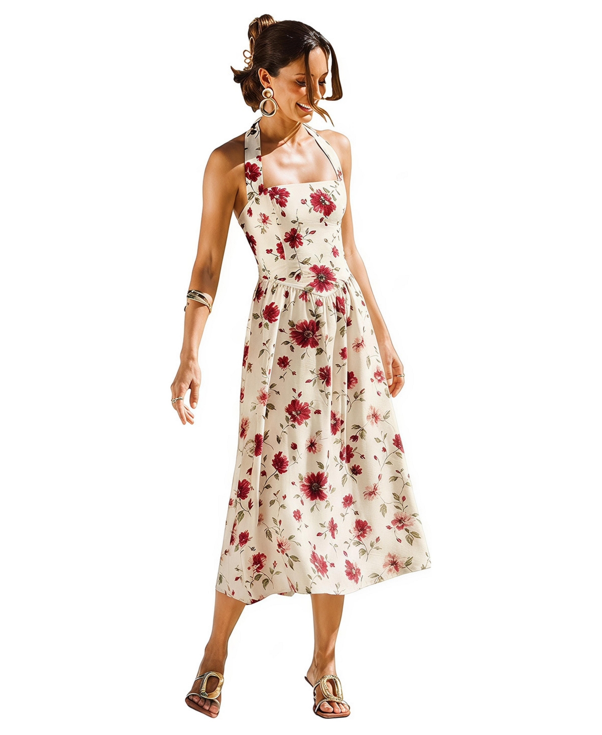 Click here for Cupshe Womens Party Time Floral Maxi Square-Neck D... prices