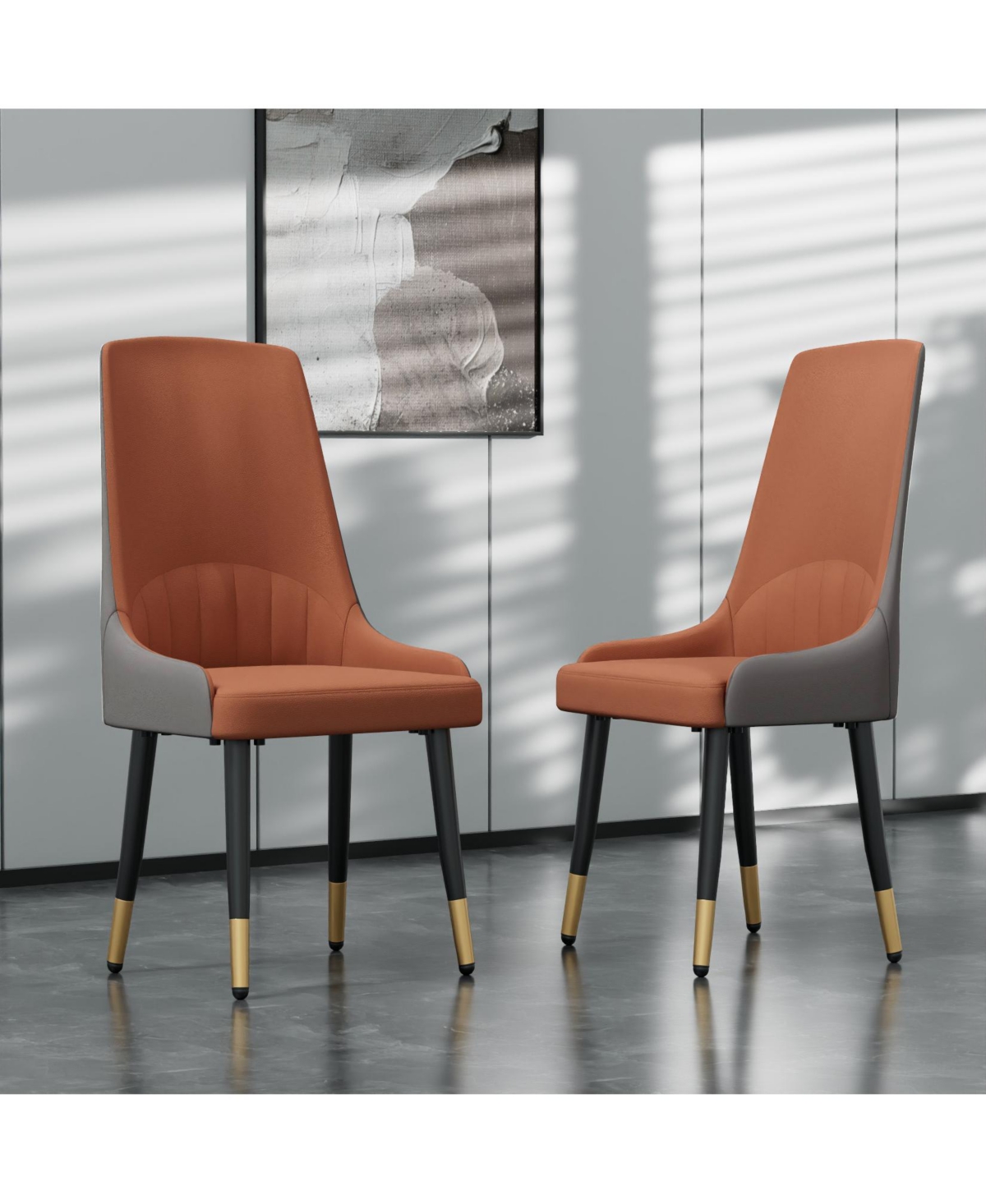 Click here for Unho Set Of 2 Upholstered Leather Dining Chairs wi... prices