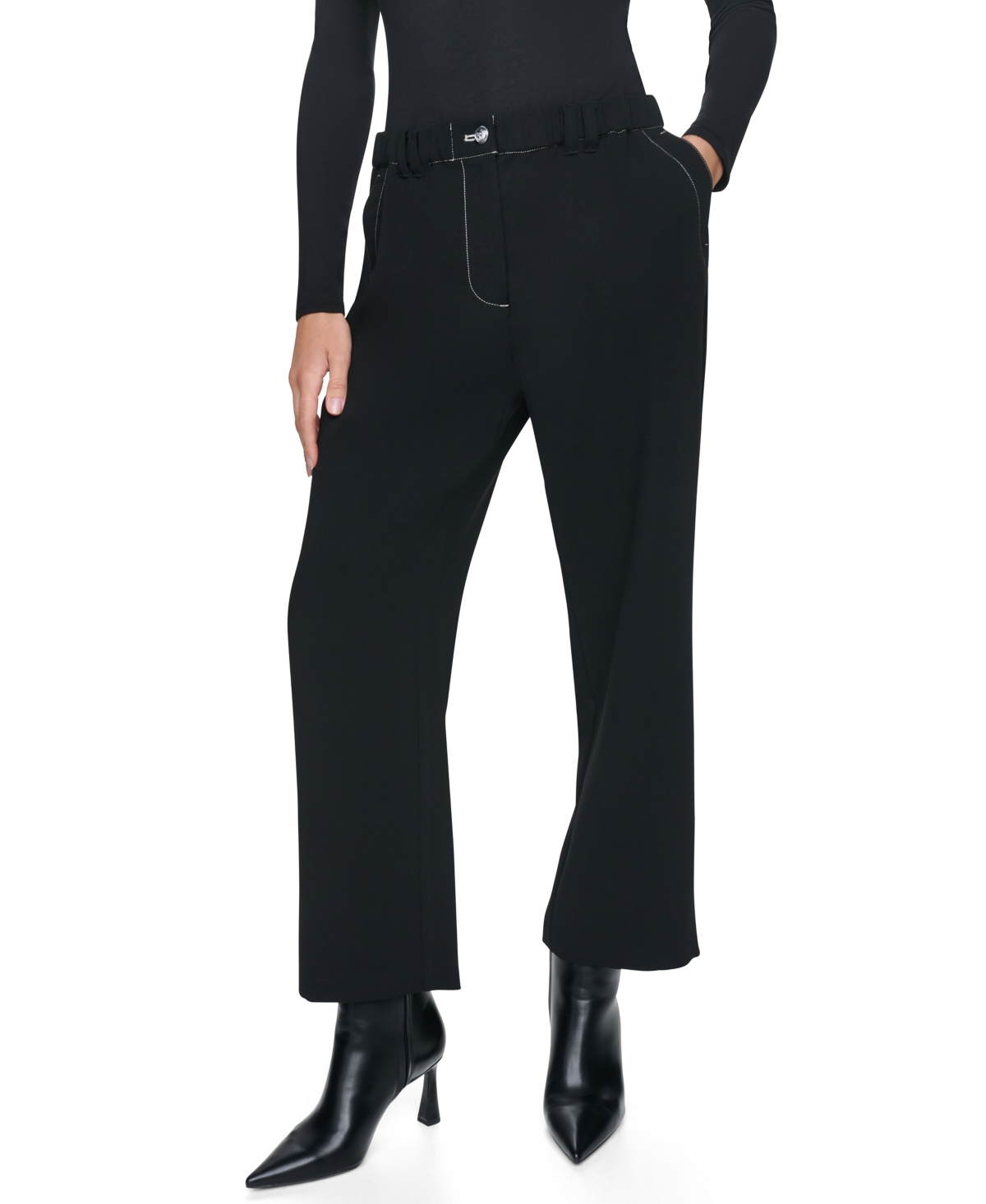 Click here for Dkny Womens High-Rise Contrast-Stitching Tab-Pocke... prices