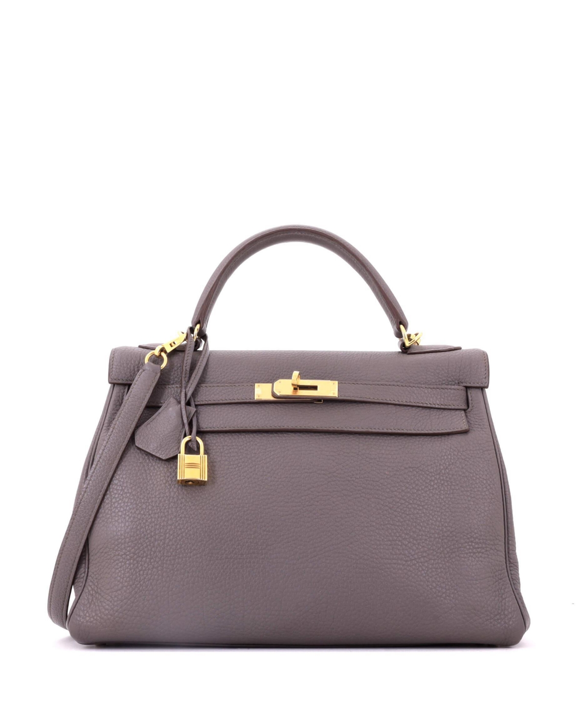 Click here for Pre-Owned Hermes Kelly 32 Handbag Grey Togo with G... prices