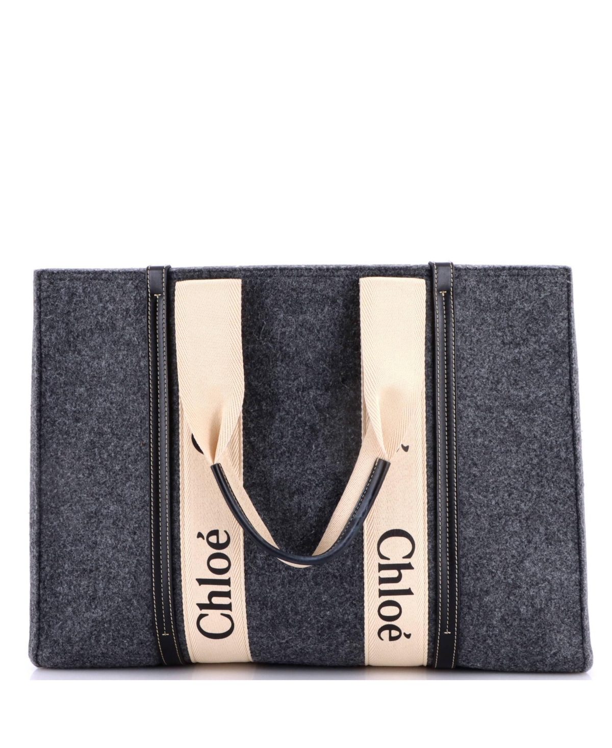 Click here for Pre-Owned Chloe Large Woody Tote Recycled Felt wit... prices