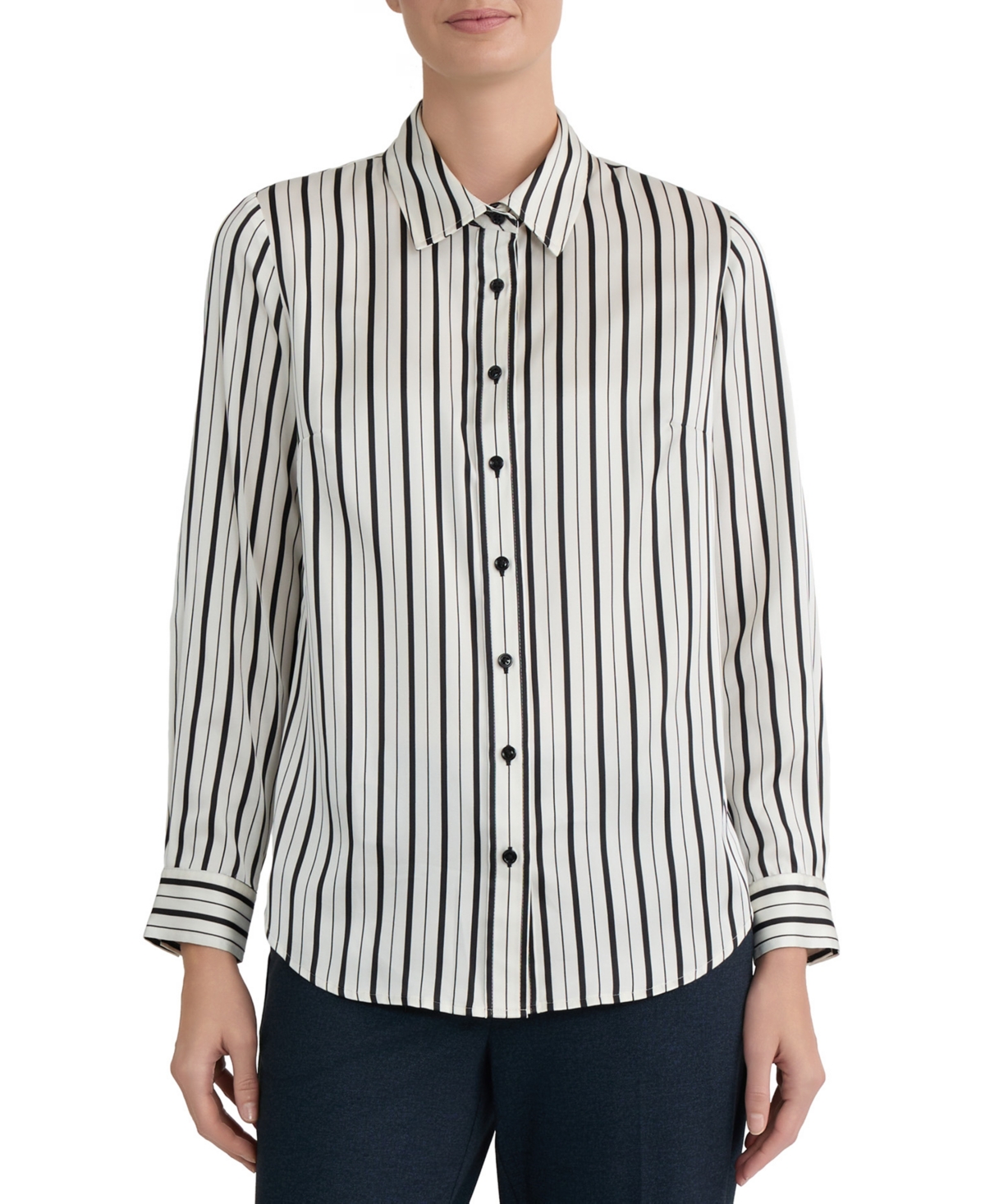 Click here for Kasper Womens Collared Button-Front Long-Sleeve Bl... prices