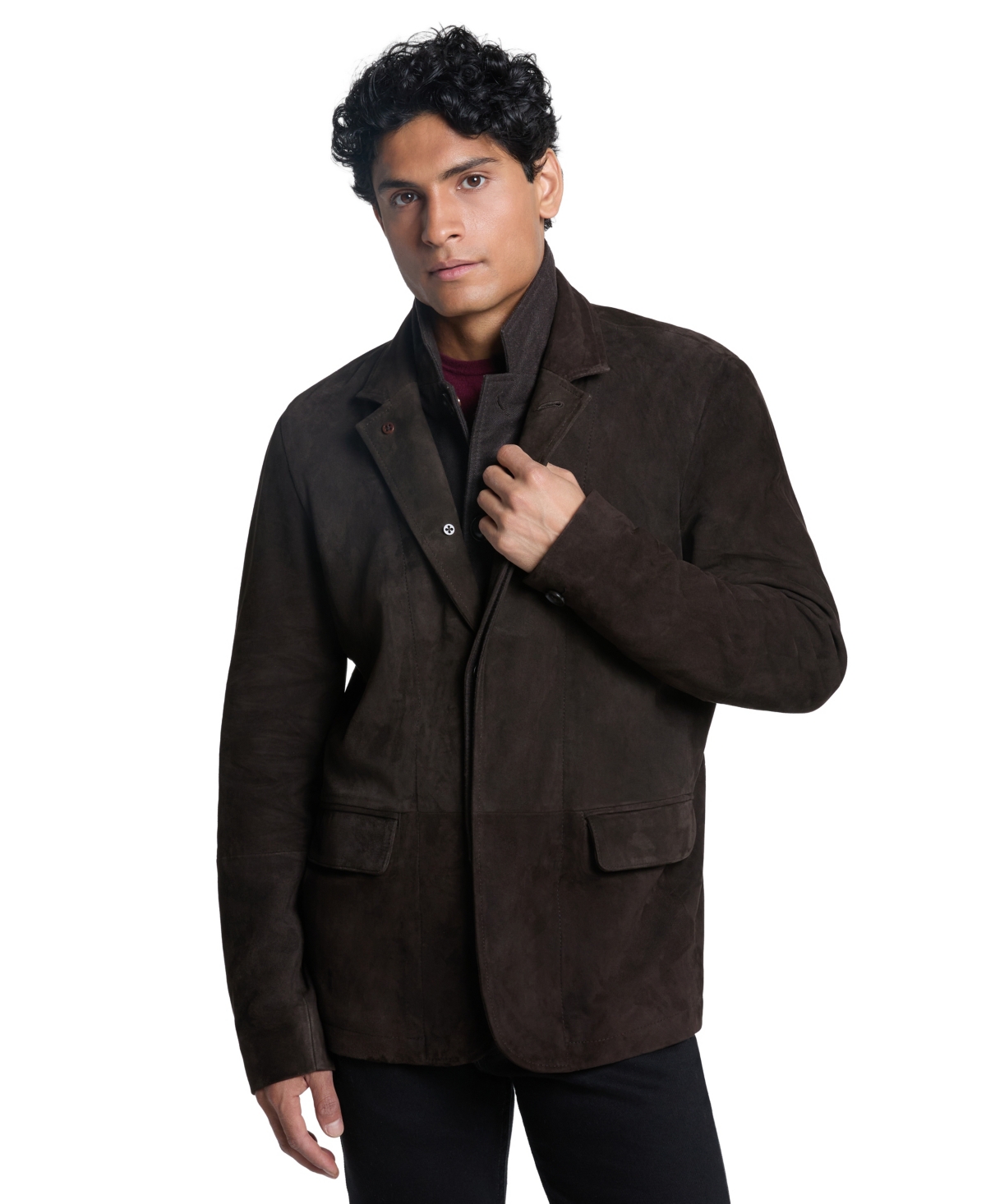 Click here for Ted by Ted Baker Mens Suede Modern-Fit Blazer - Ch... prices