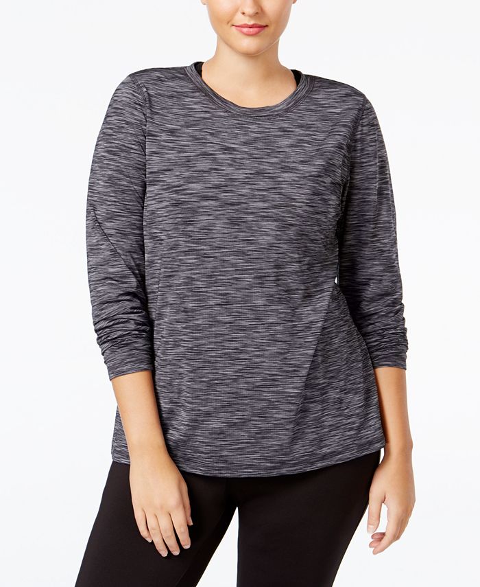 Ideology Plus Size Base-Layer Space-Dyed Top, Created for Macy's - Macy's