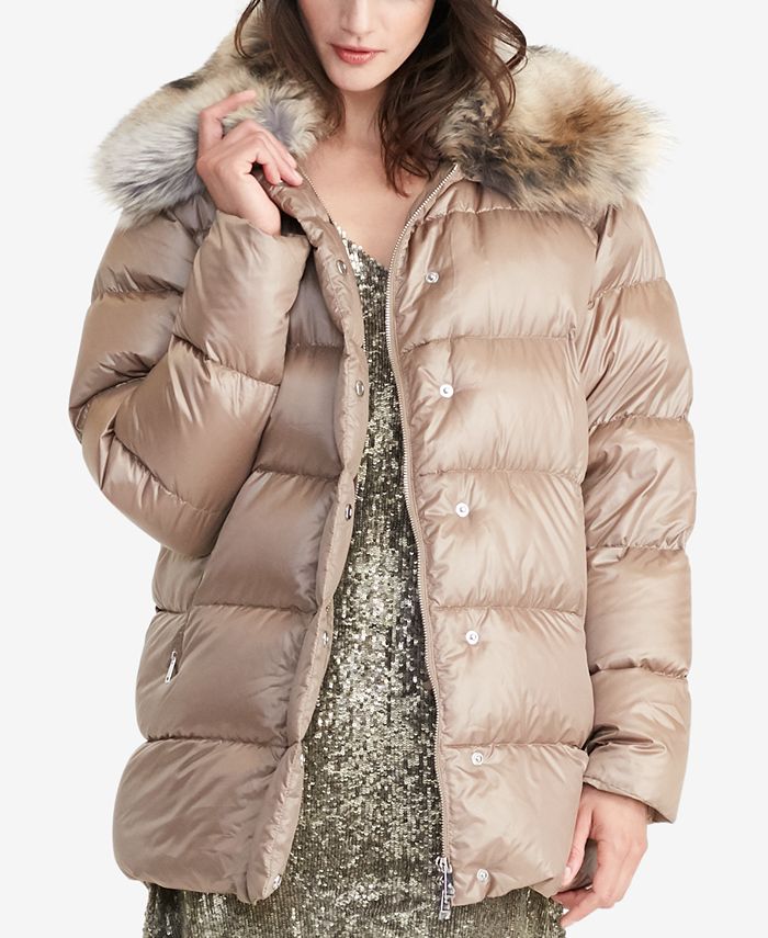 Lauren Ralph Lauren Petite Quilted Down Coat - Macy's